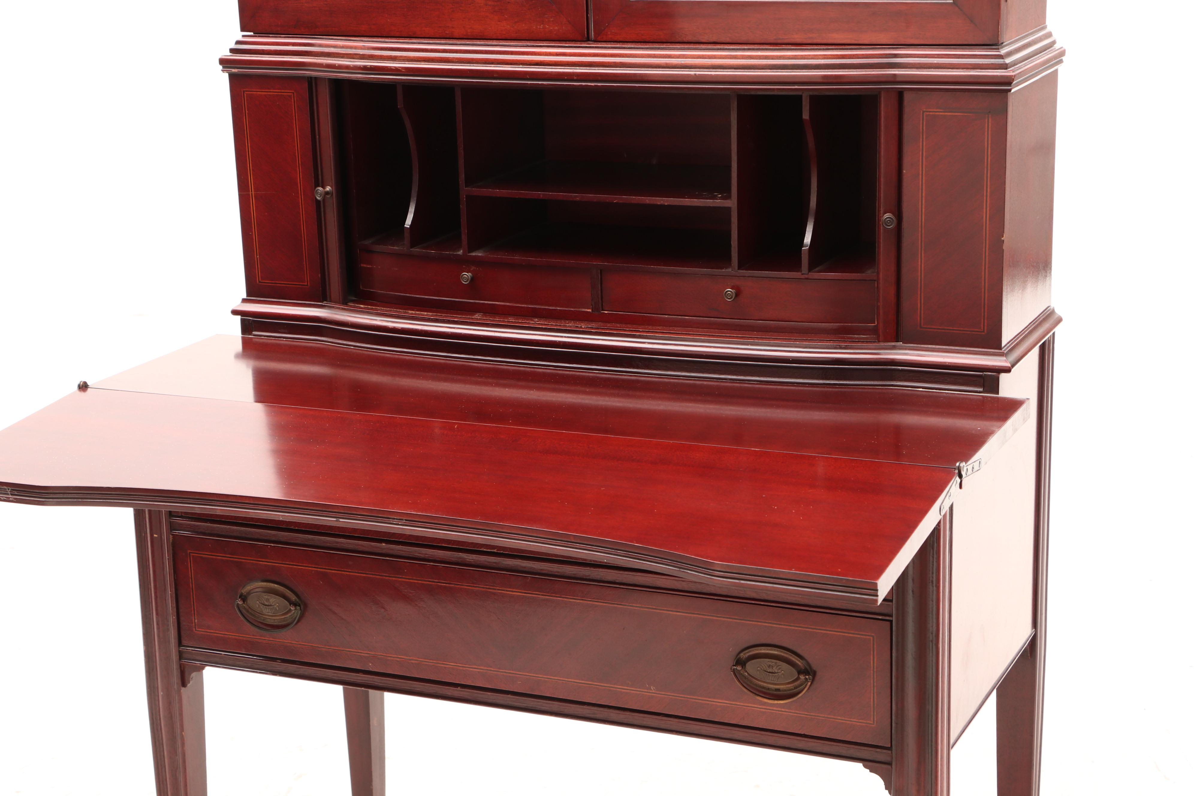Hepplewhite Style Mahogany Finish Secretary Desk | EBTH