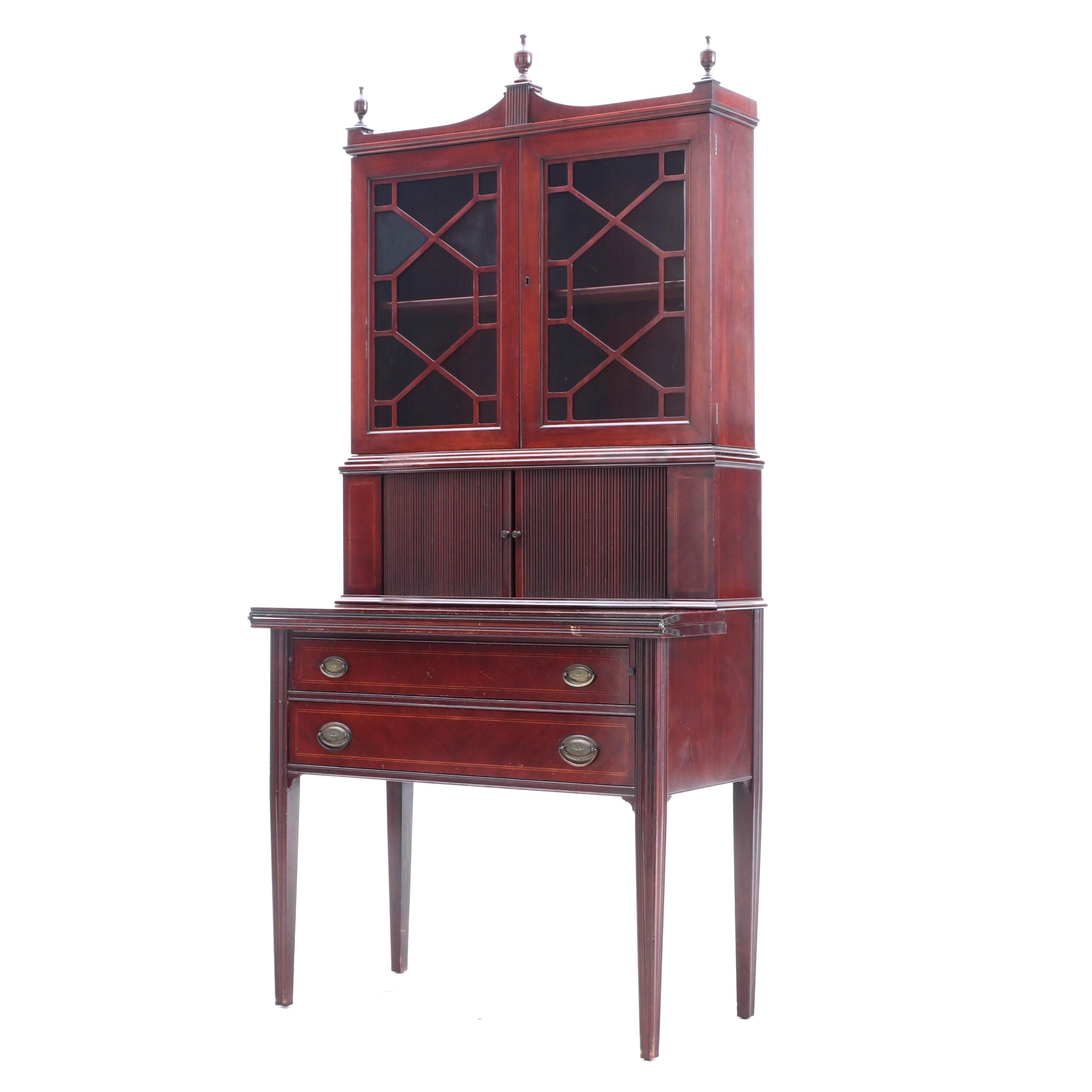 Hepplewhite Style Mahogany Finish Secretary Desk | EBTH