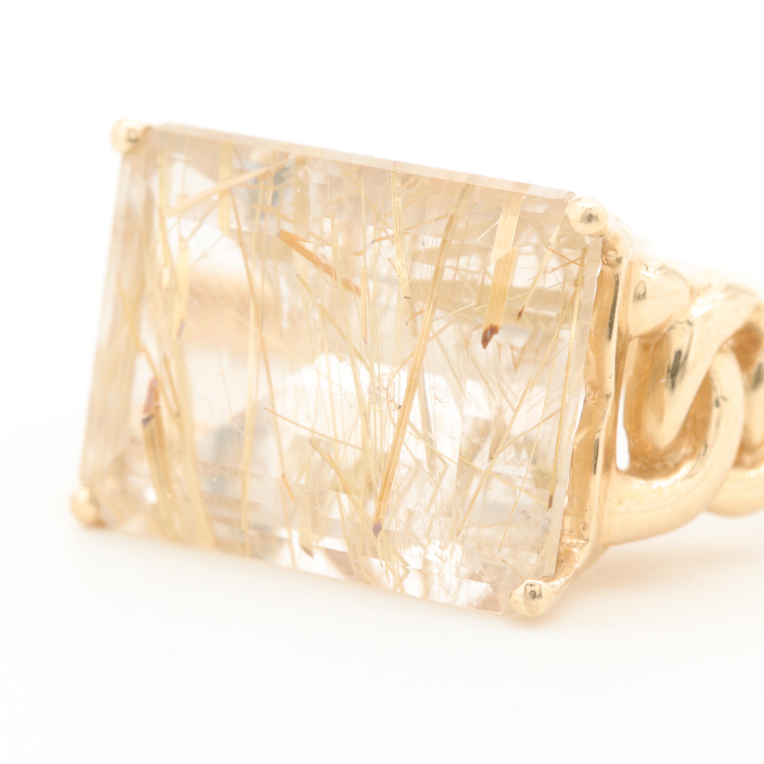 14K Yellow Gold Rutilated Quartz Ring | Everything But The House
