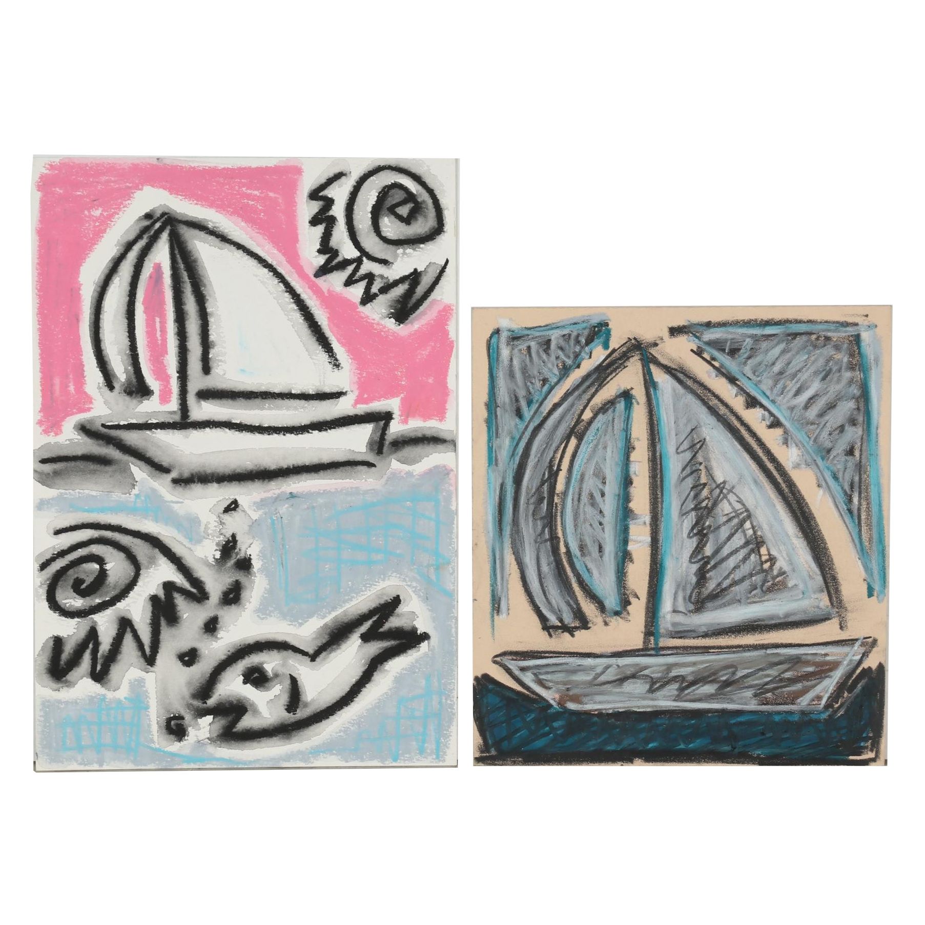 Merle Rosen Pastel Drawings of Sailboats | EBTH