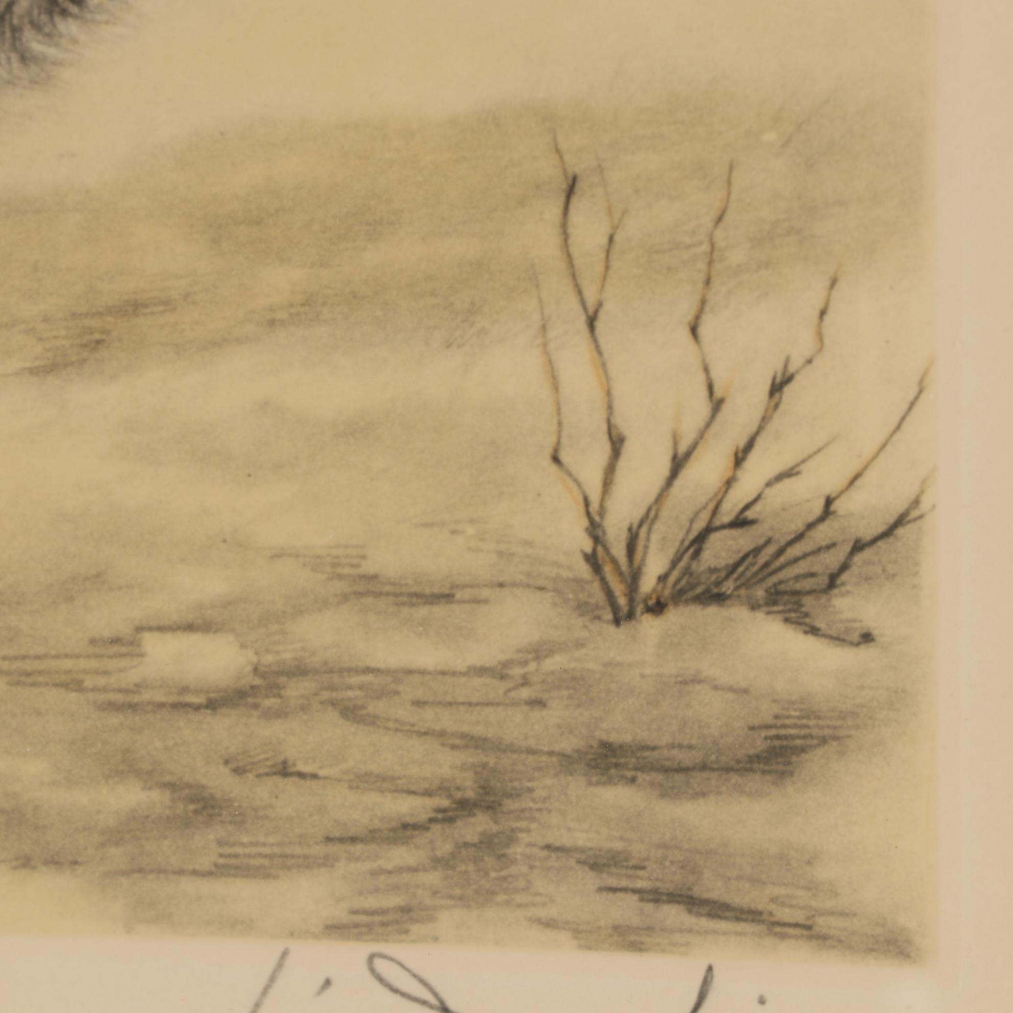 Leon Danchin Colored Etching of Spaniel Chasing Rabbit | EBTH