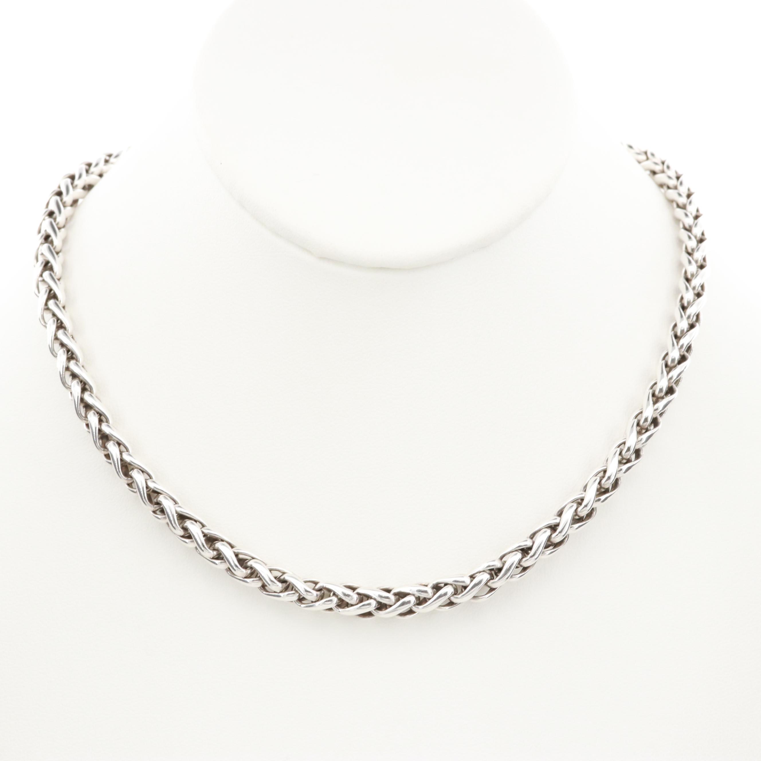 David Yurman Sterling Silver Wheat Chain Necklace with 14K Yellow Gold ...