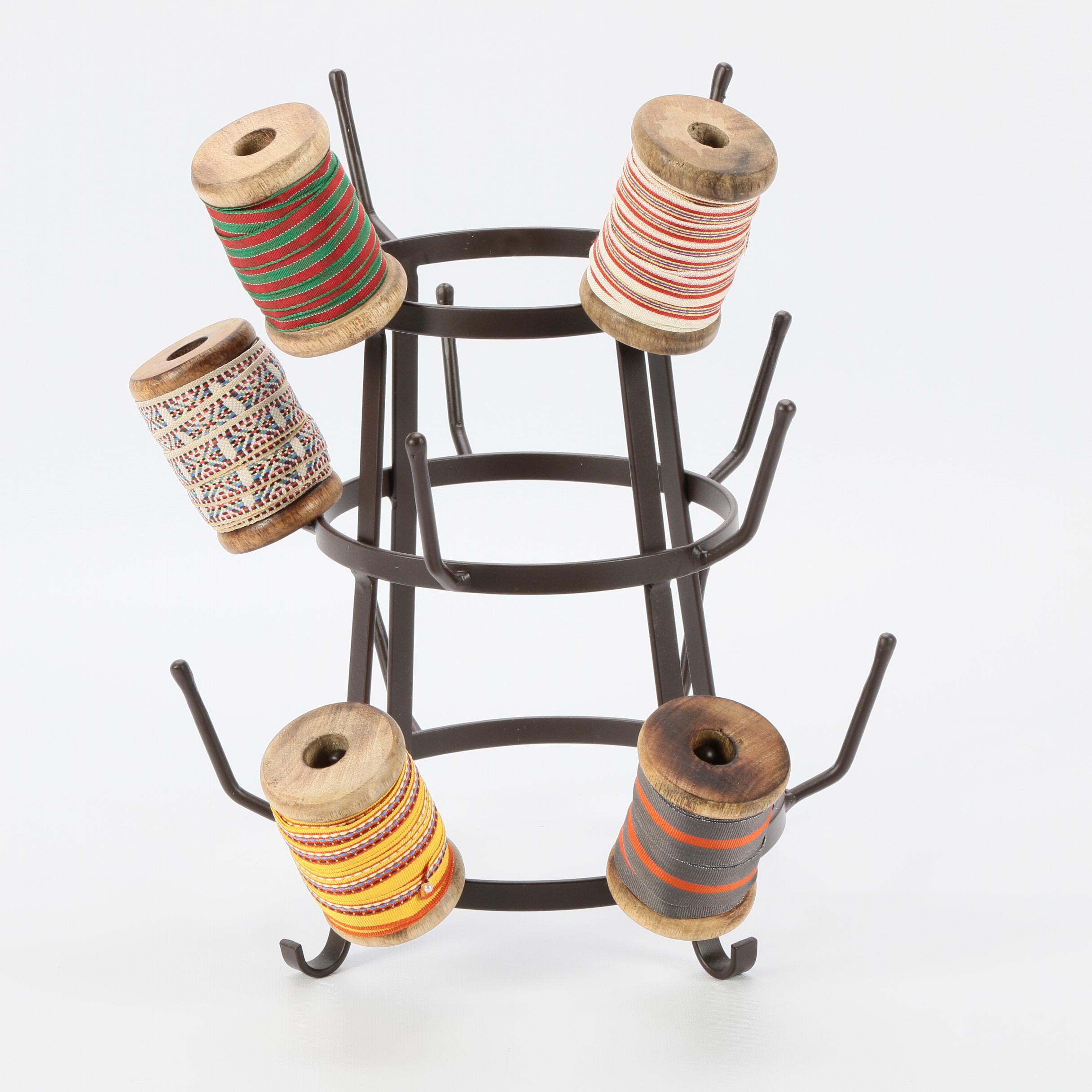 Metal Spool Rack with Ribbon Spools, Mid to Late 20th Century ...