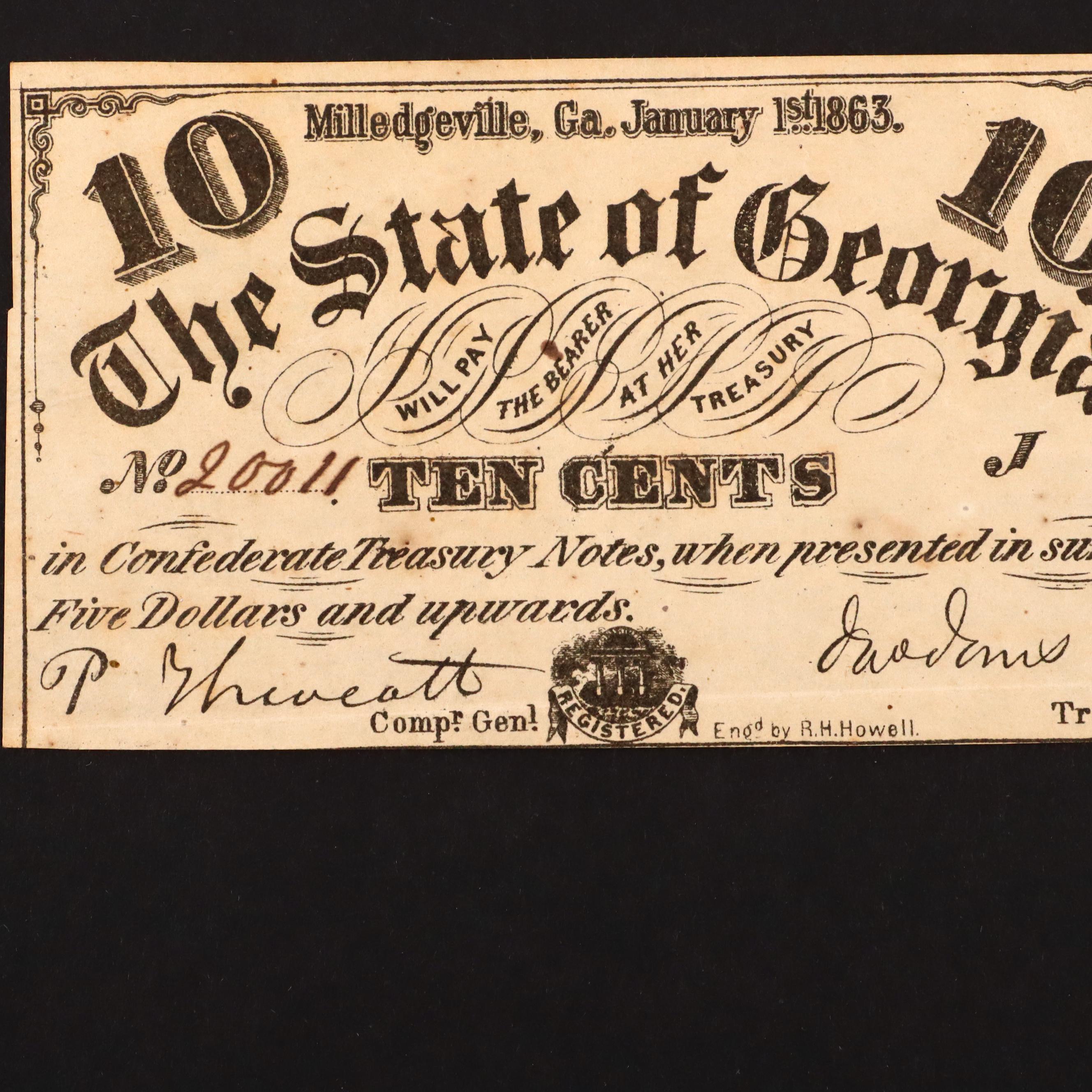 Circa 1860 Georgia Obsolete Currency Notes | EBTH