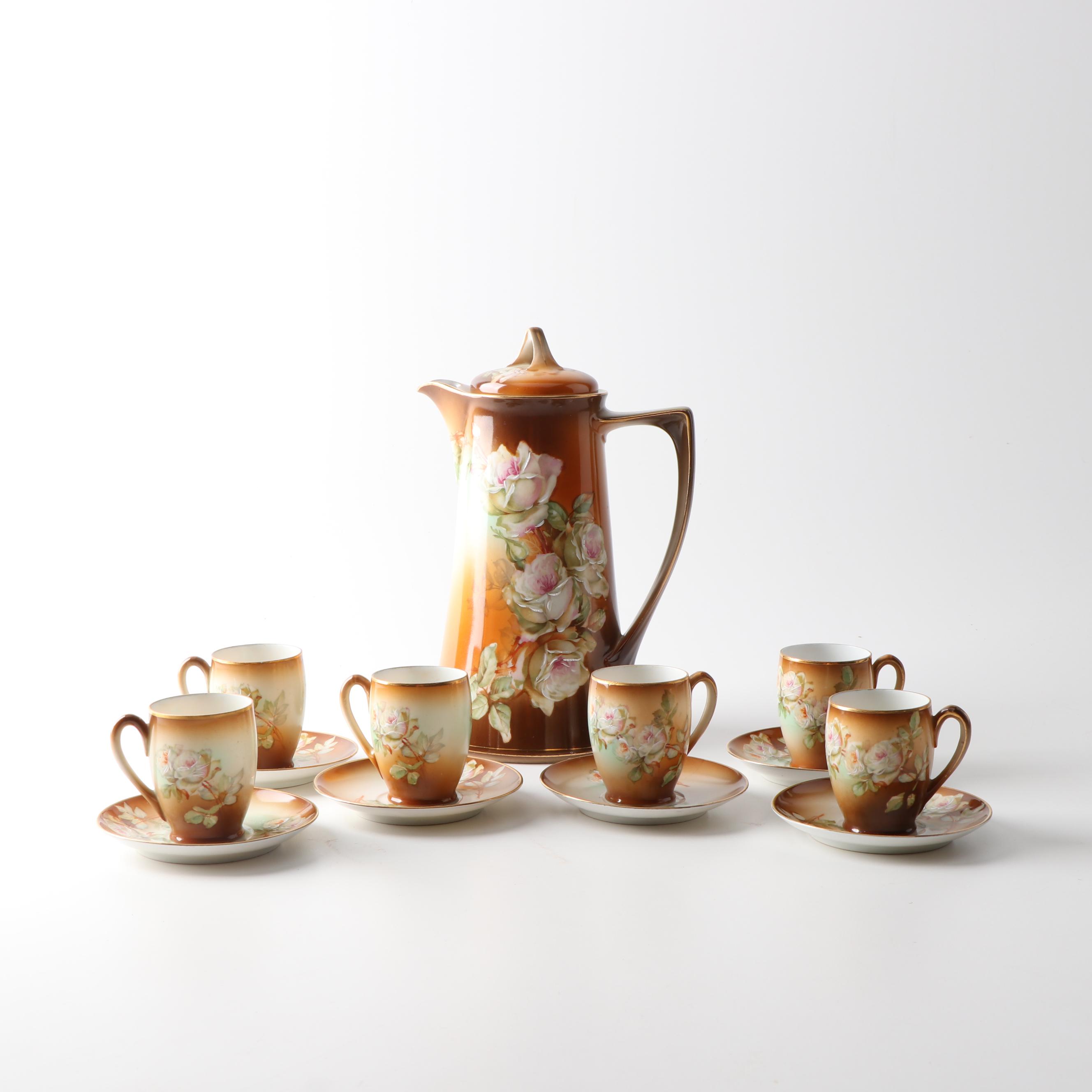 Moritz Zdekauer M Z Austria Porcelain Chocolate Set, Early 1900s | EBTH