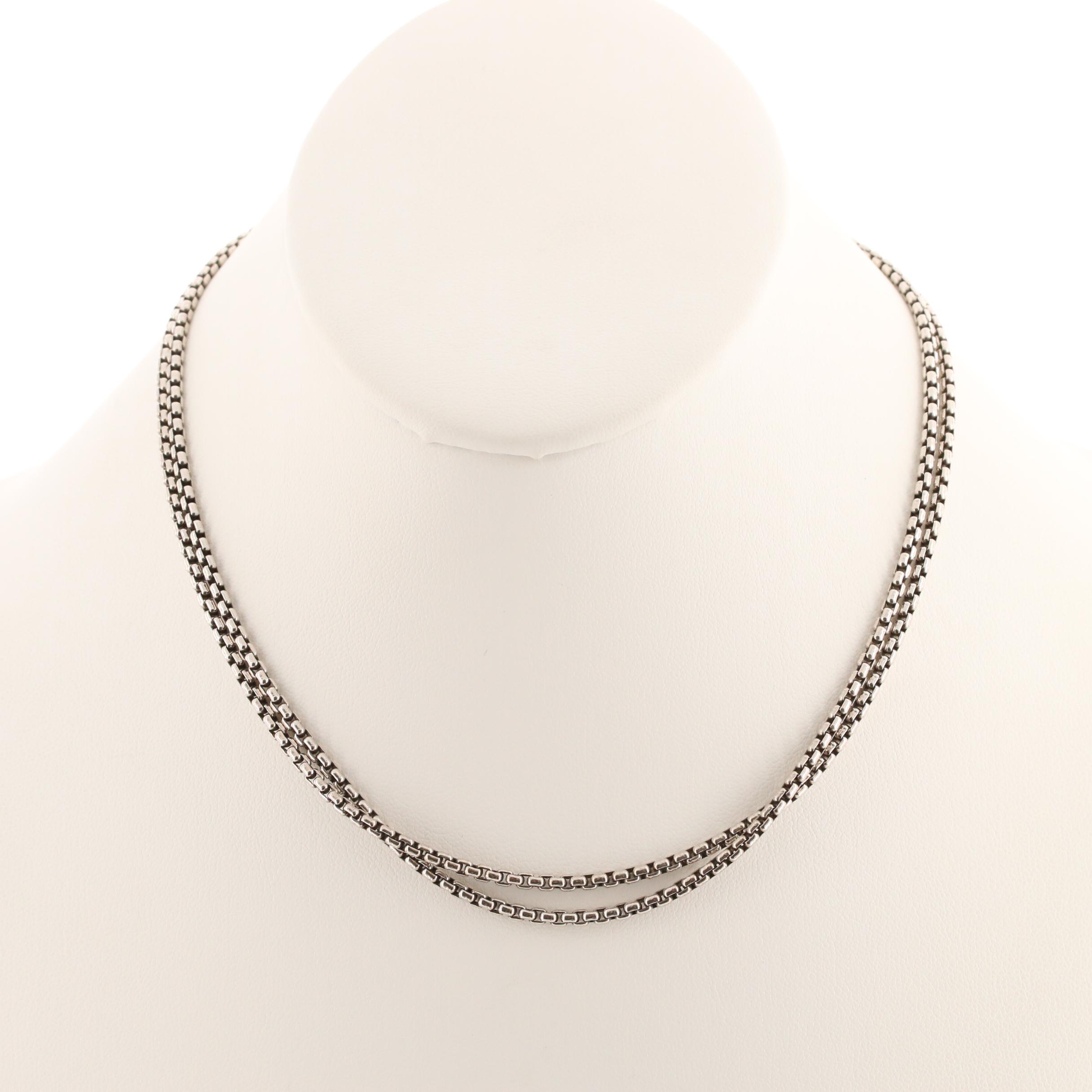 David Yurman Sterling Silver Curve Box Chain Necklace | EBTH