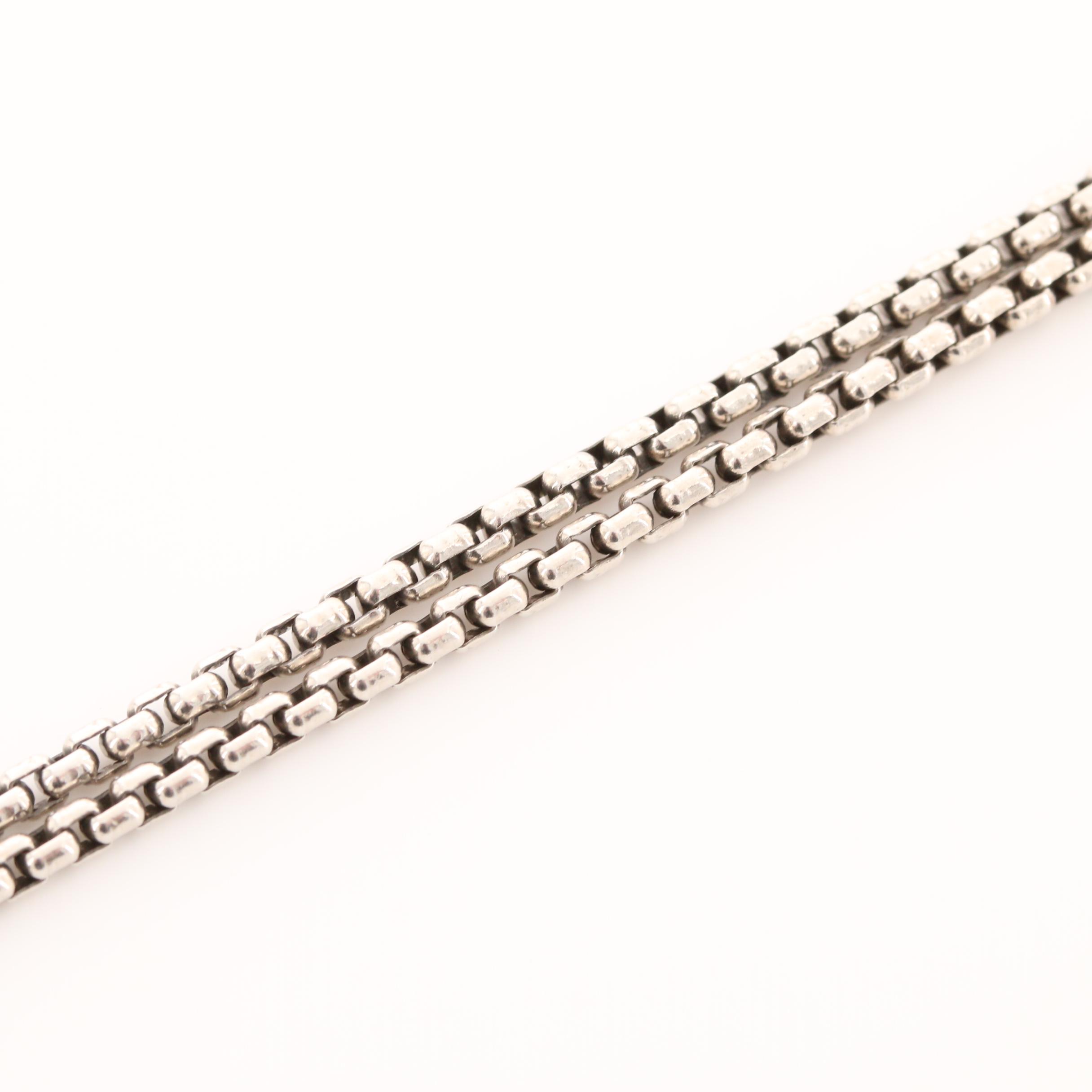 David Yurman Sterling Silver Curve Box Chain Necklace | EBTH