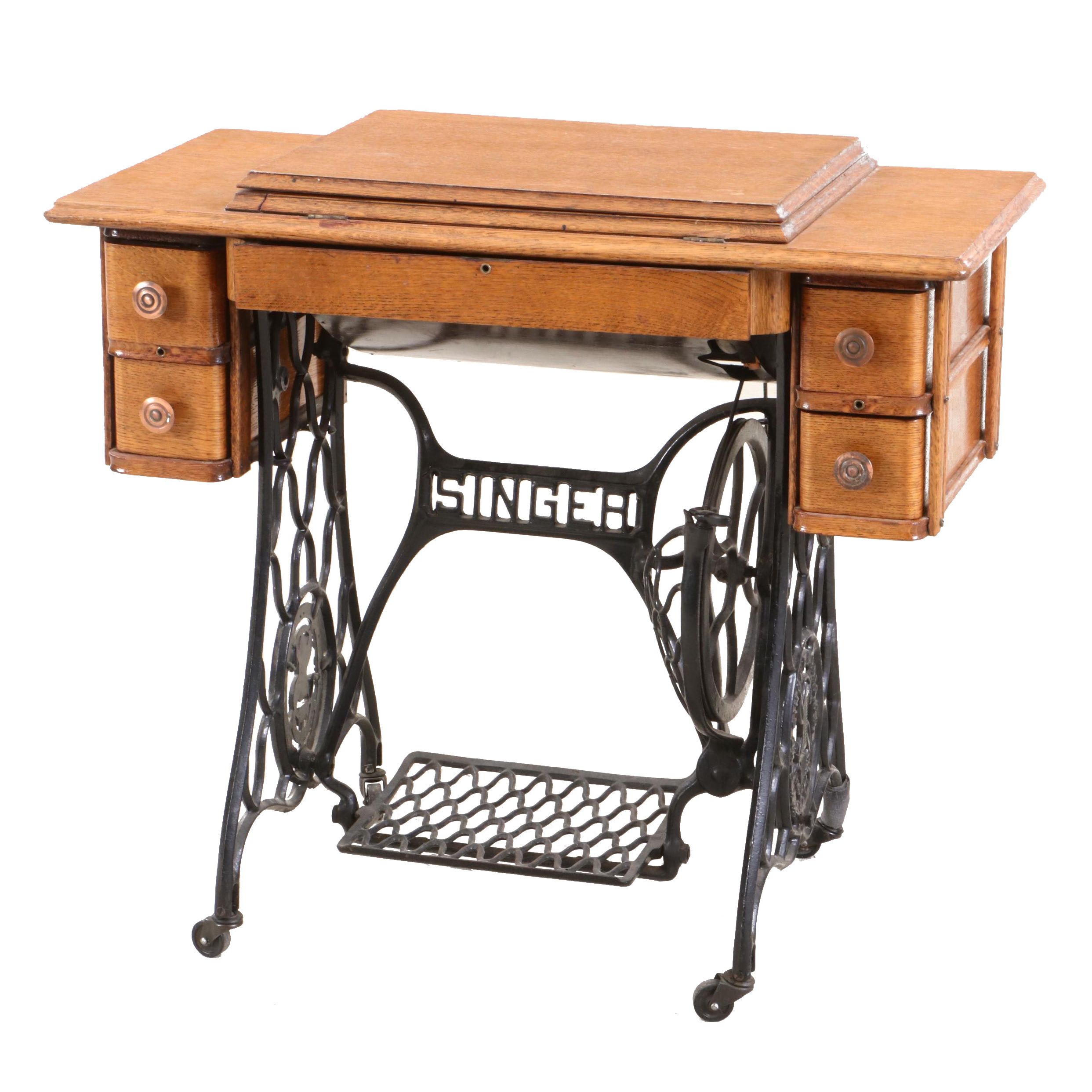 Oak Singer Sewing Machine and Sewing Accessories, Patented 1891 | EBTH