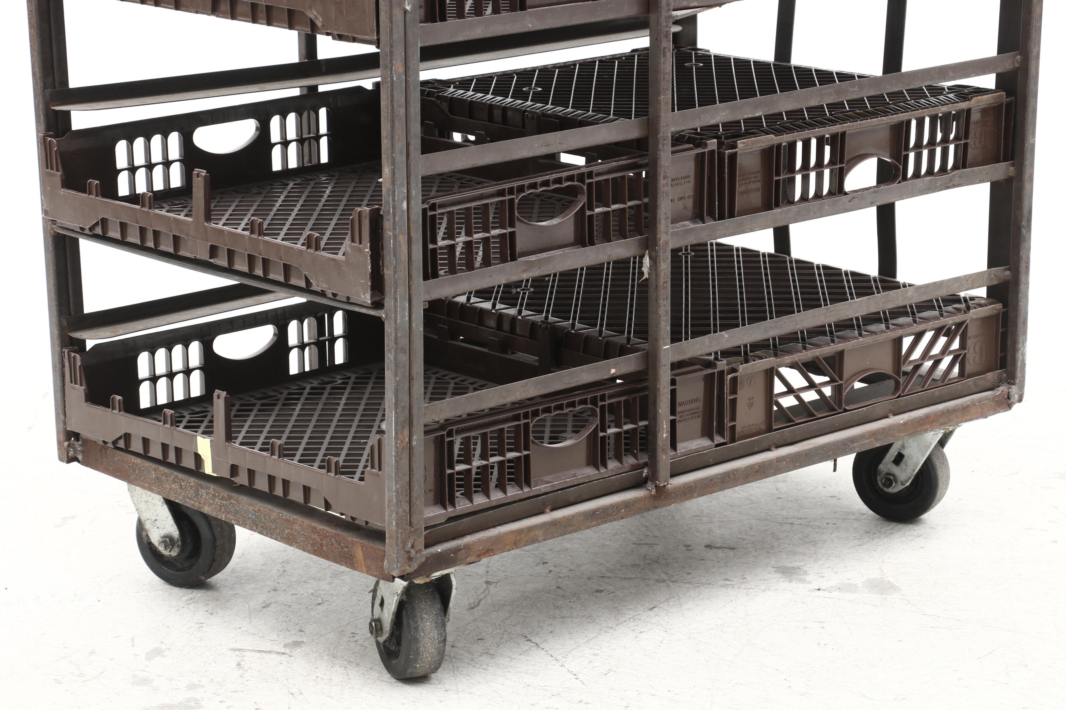 Industrial Style Metal Rolling Bread Cart with Twelve Trays | EBTH