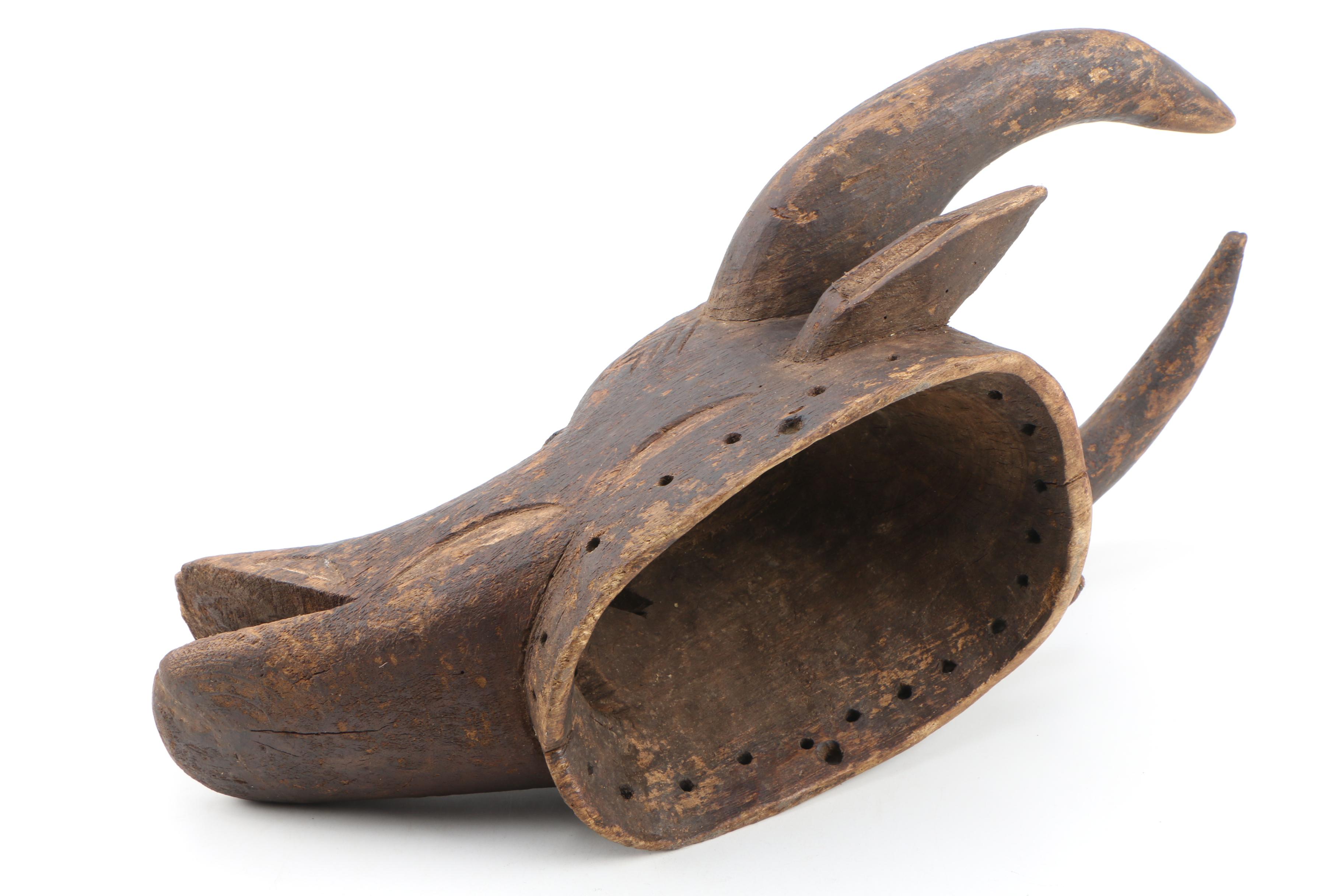 Wooden West African Buffalo Mask | EBTH