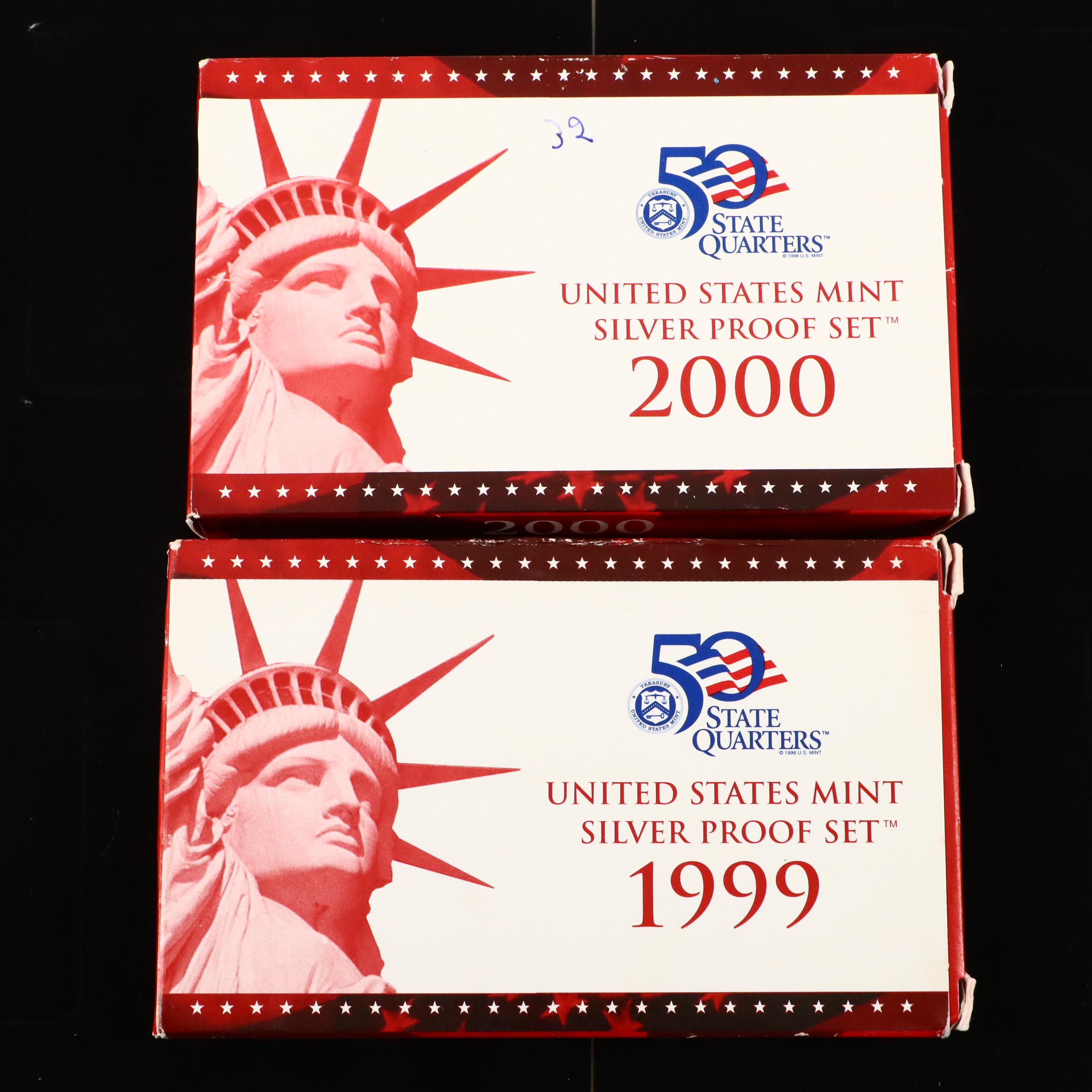 1999 and 2000 United States Mint Silver Proof Sets | Everything But The ...