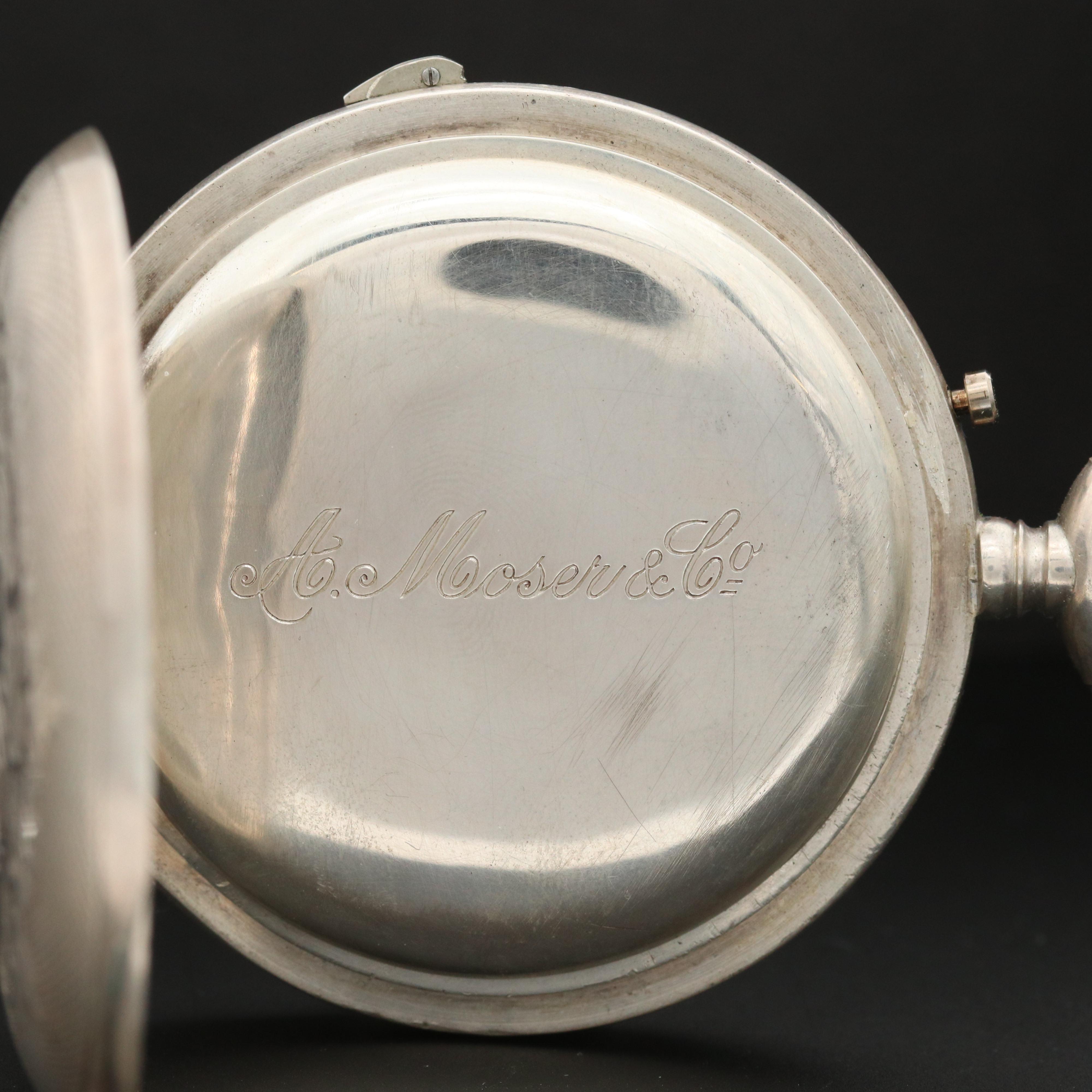 HY Moser & CE, Russian Silver Hunter Case Quarter Repeater Pocket Watch ...