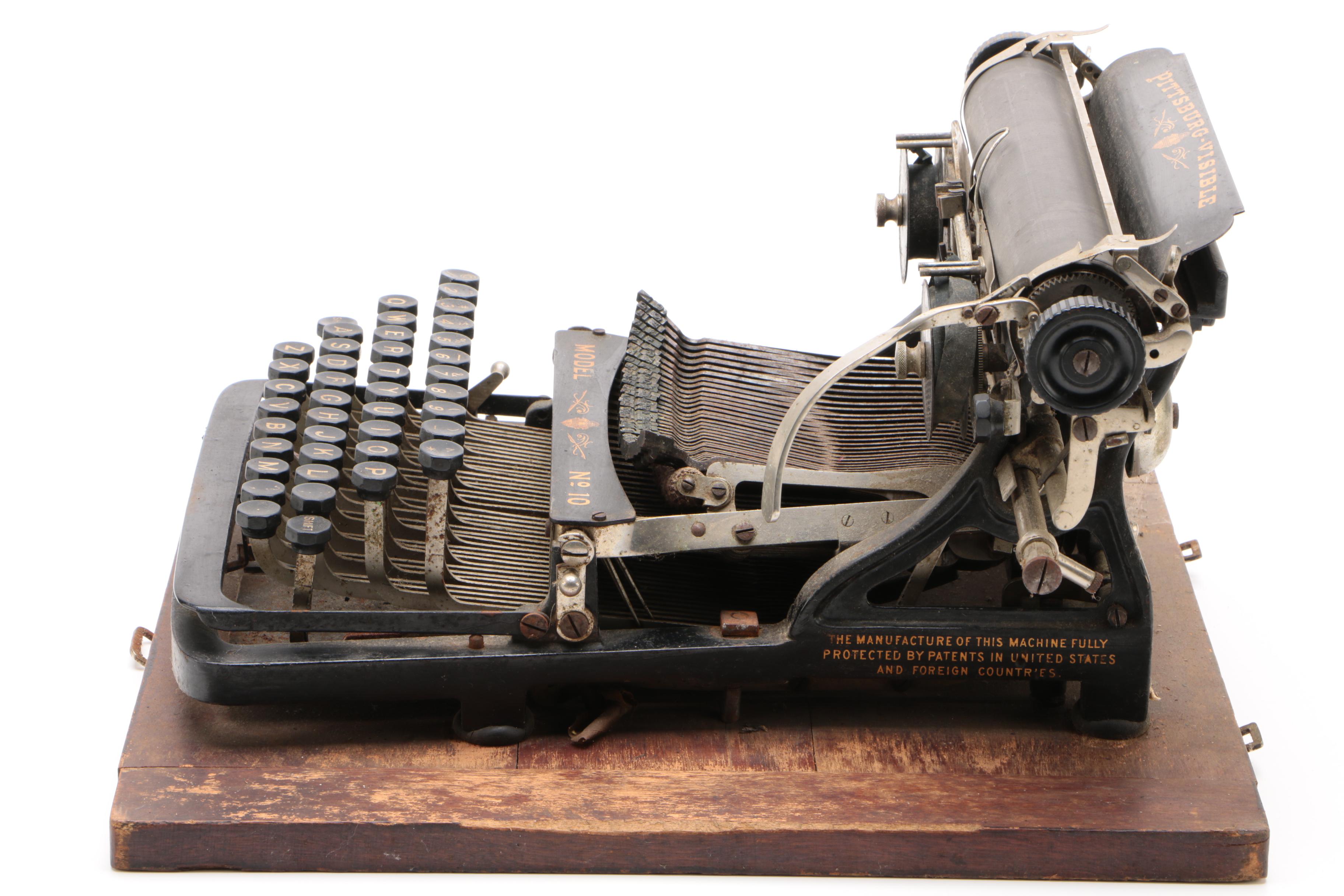 Pittsburg-Visible Model No. 10 Typewriter with Original Case, Early ...