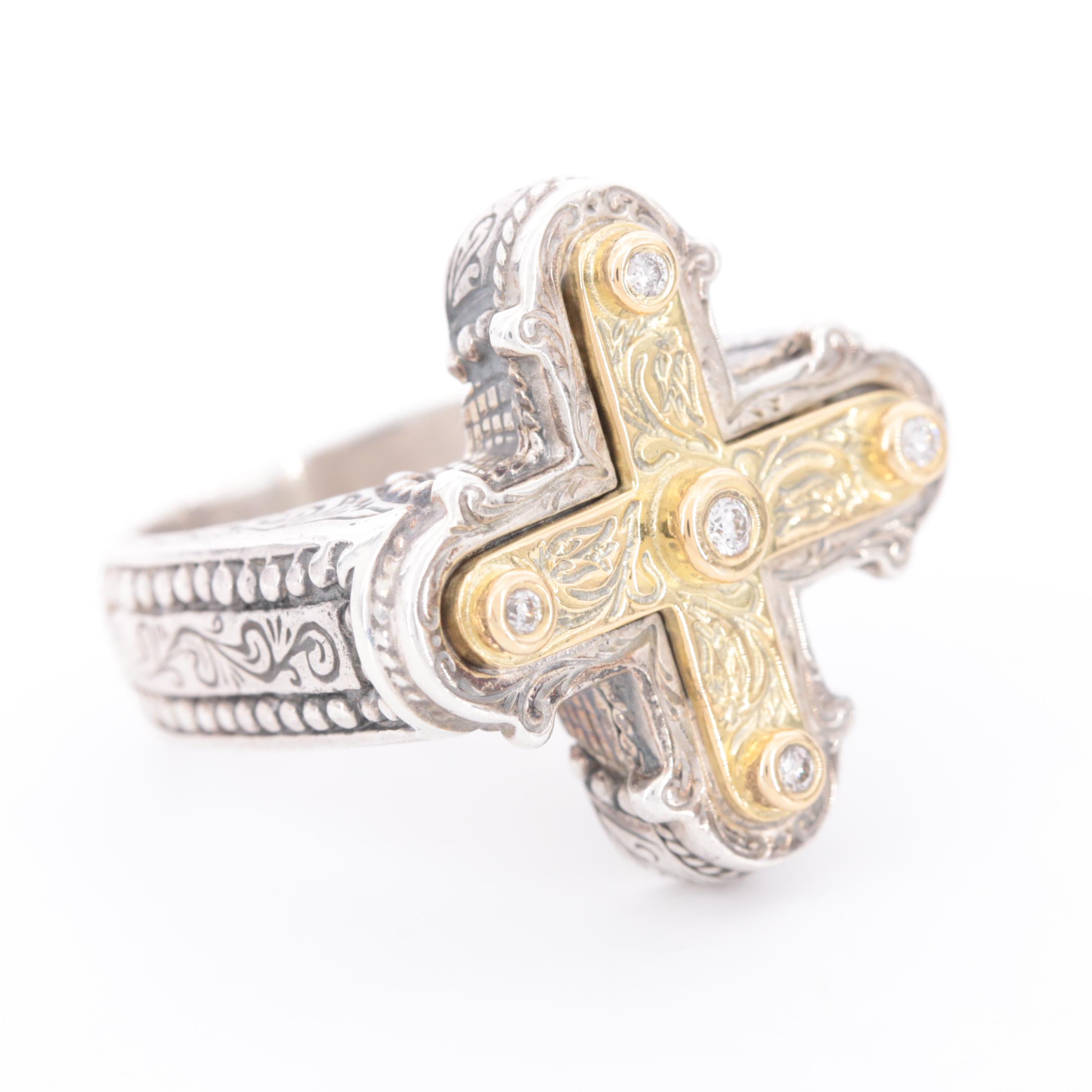 Konstantino 18K Gold, Sterling Silver and Diamond Heraldic Pommy Cross ...