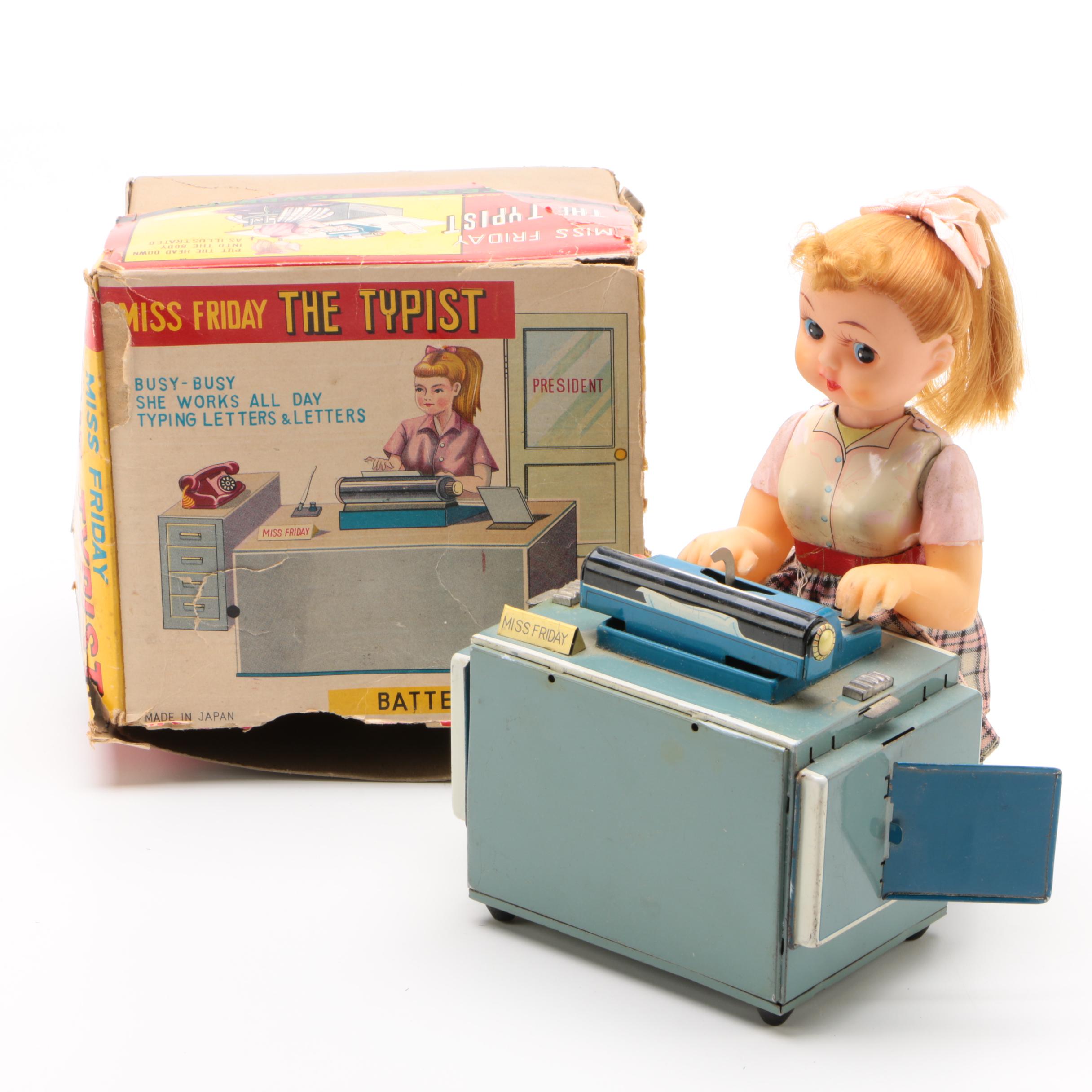 Japanese "Miss Friday The Typist" Battery Operated Toy in Original Box ...