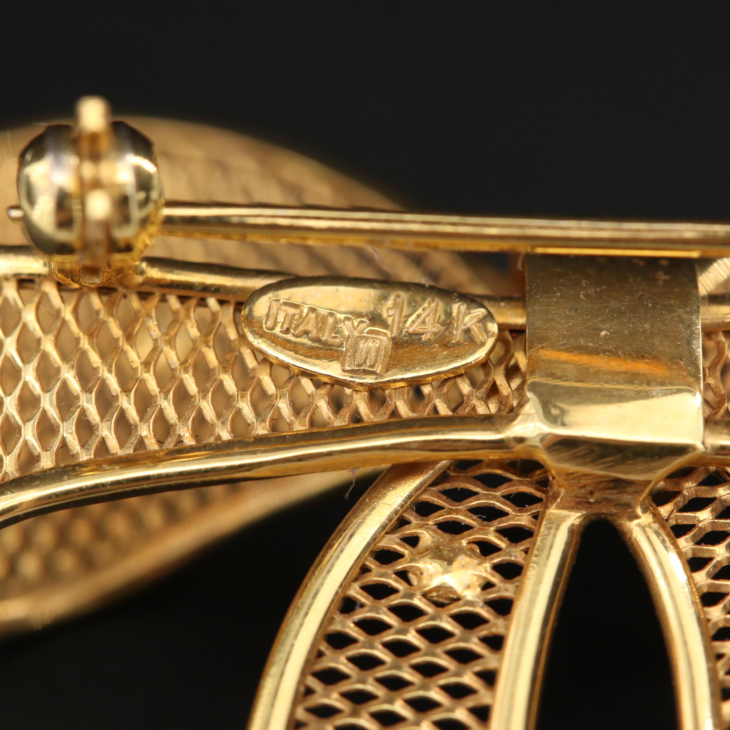 14K Yellow Gold Ribbon Brooch | Everything But The House