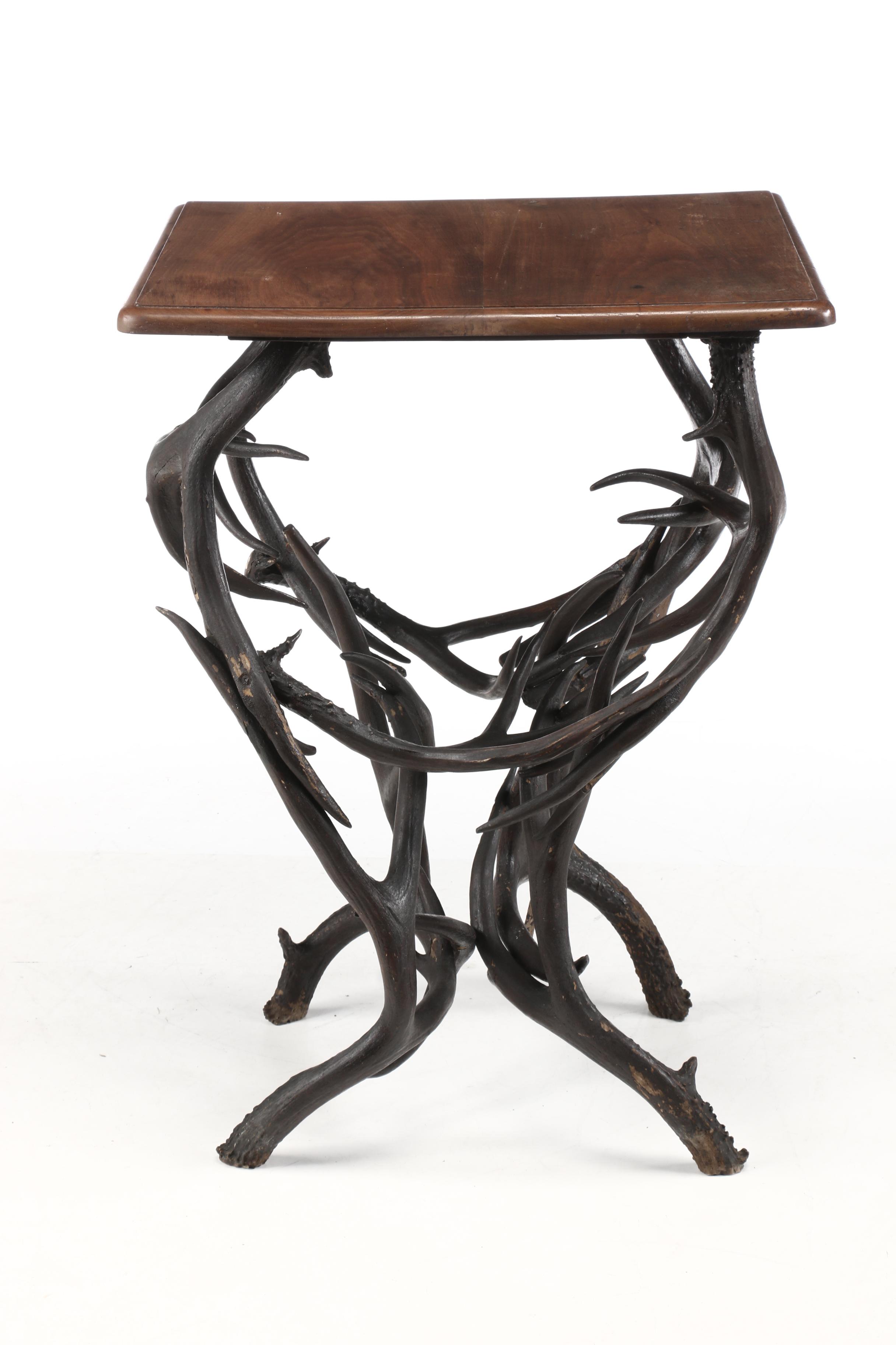 Adirondack Walnut and Antler Base Center Table, Late 19th/Early 20th ...