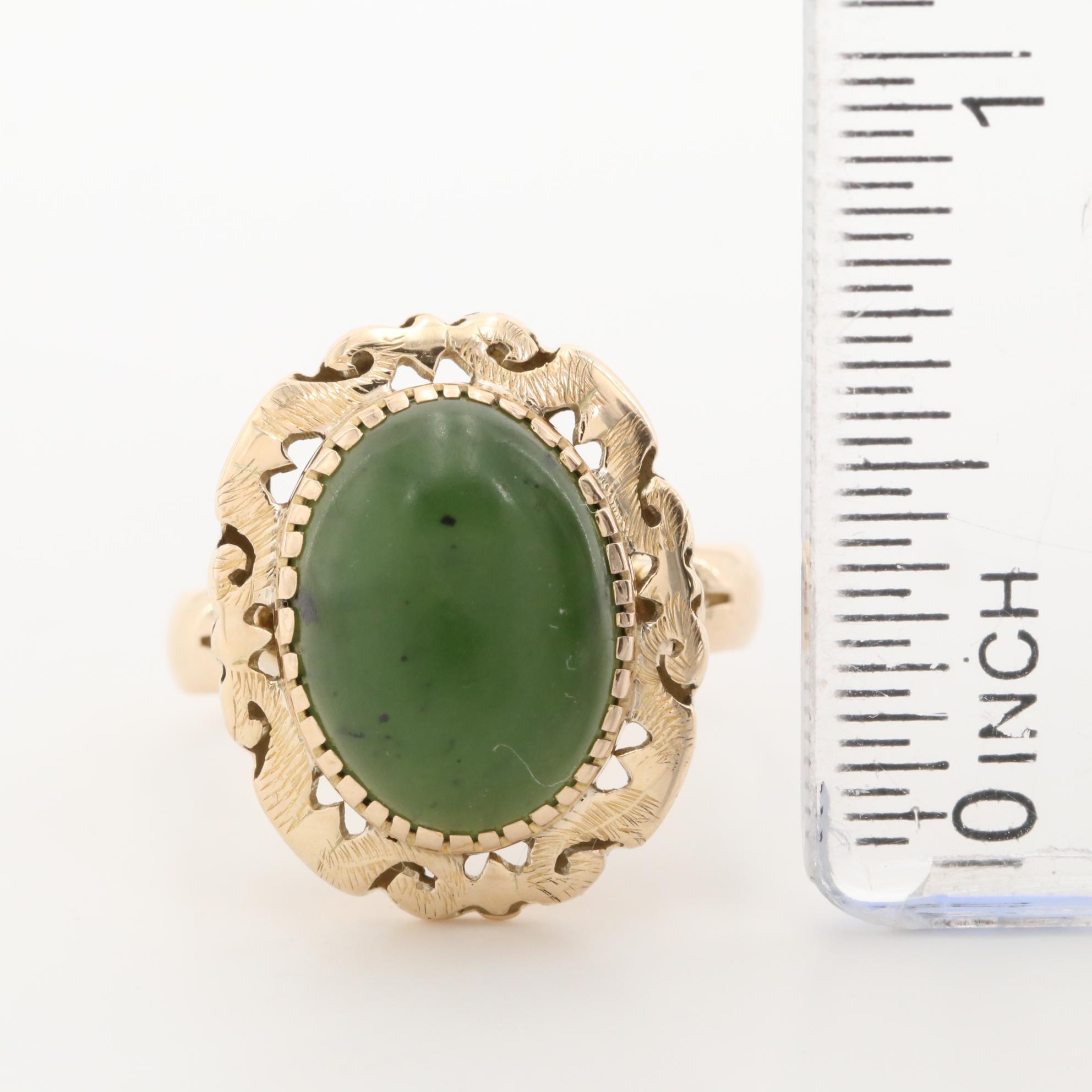 10K Yellow Gold Nephrite Ring | EBTH