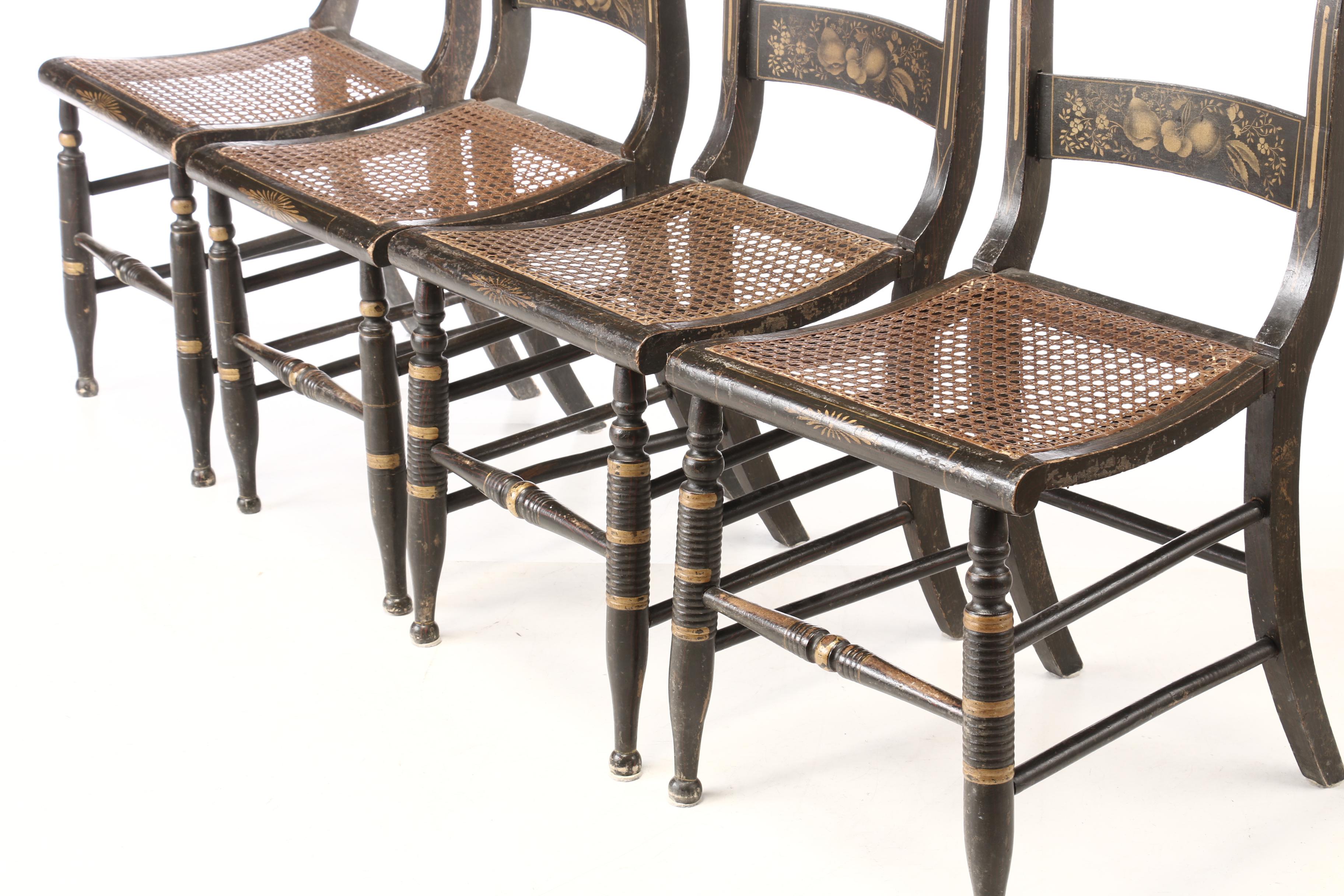 Four Late Federal Grain-Painted and Gilt-Stenciled Fancy Side Chairs ...
