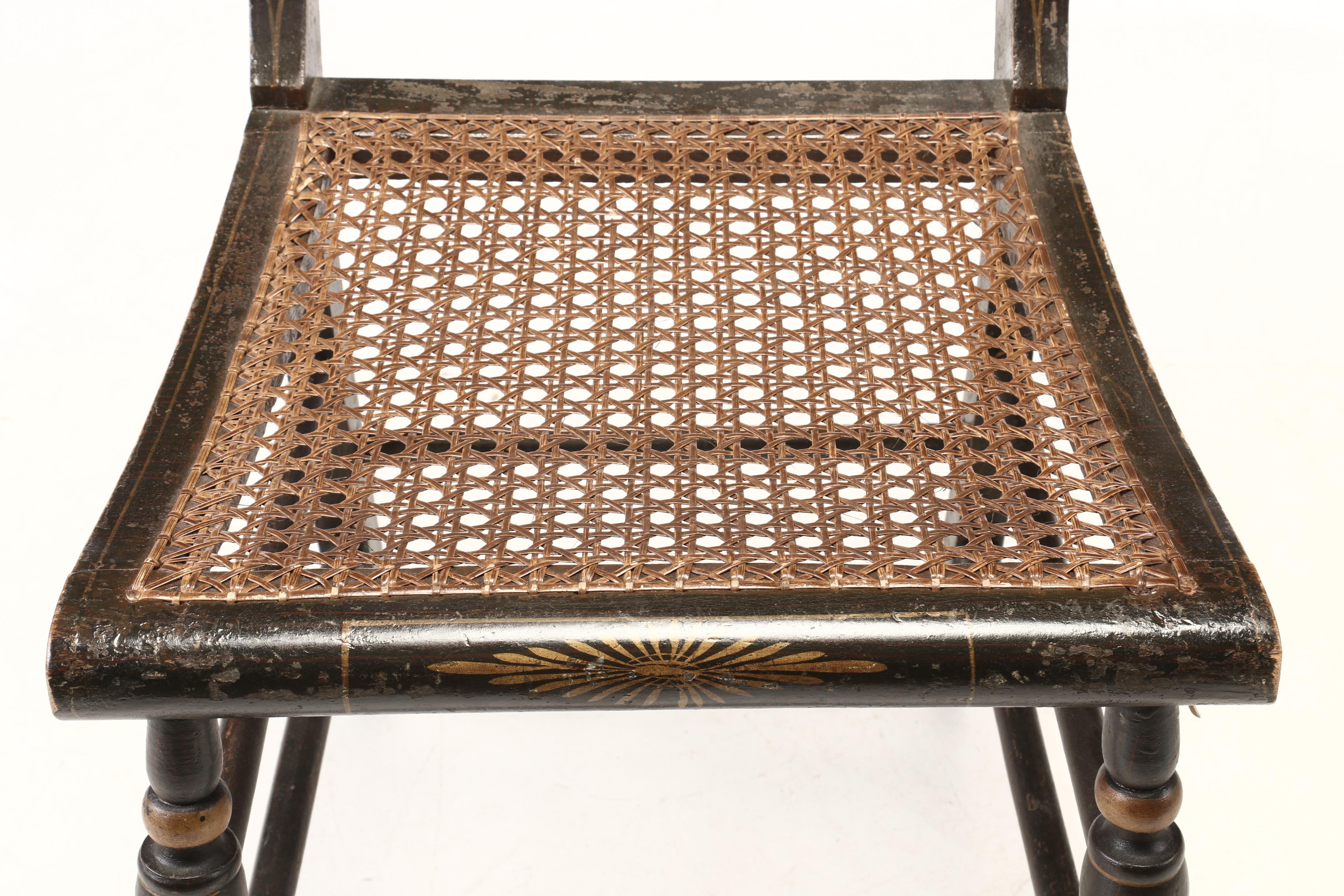 Four Late Federal Grain-Painted and Gilt-Stenciled Fancy Side Chairs ...