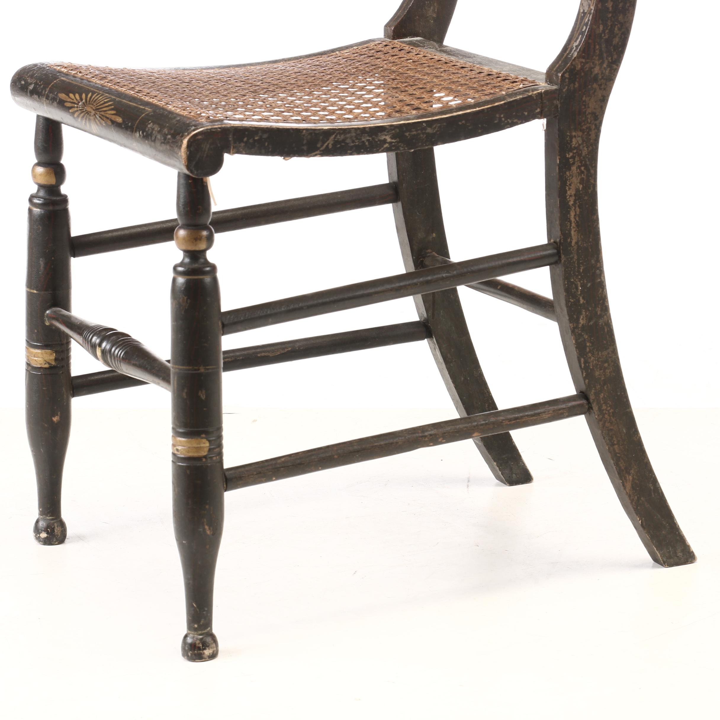 Four Late Federal Grain-Painted and Gilt-Stenciled Fancy Side Chairs ...