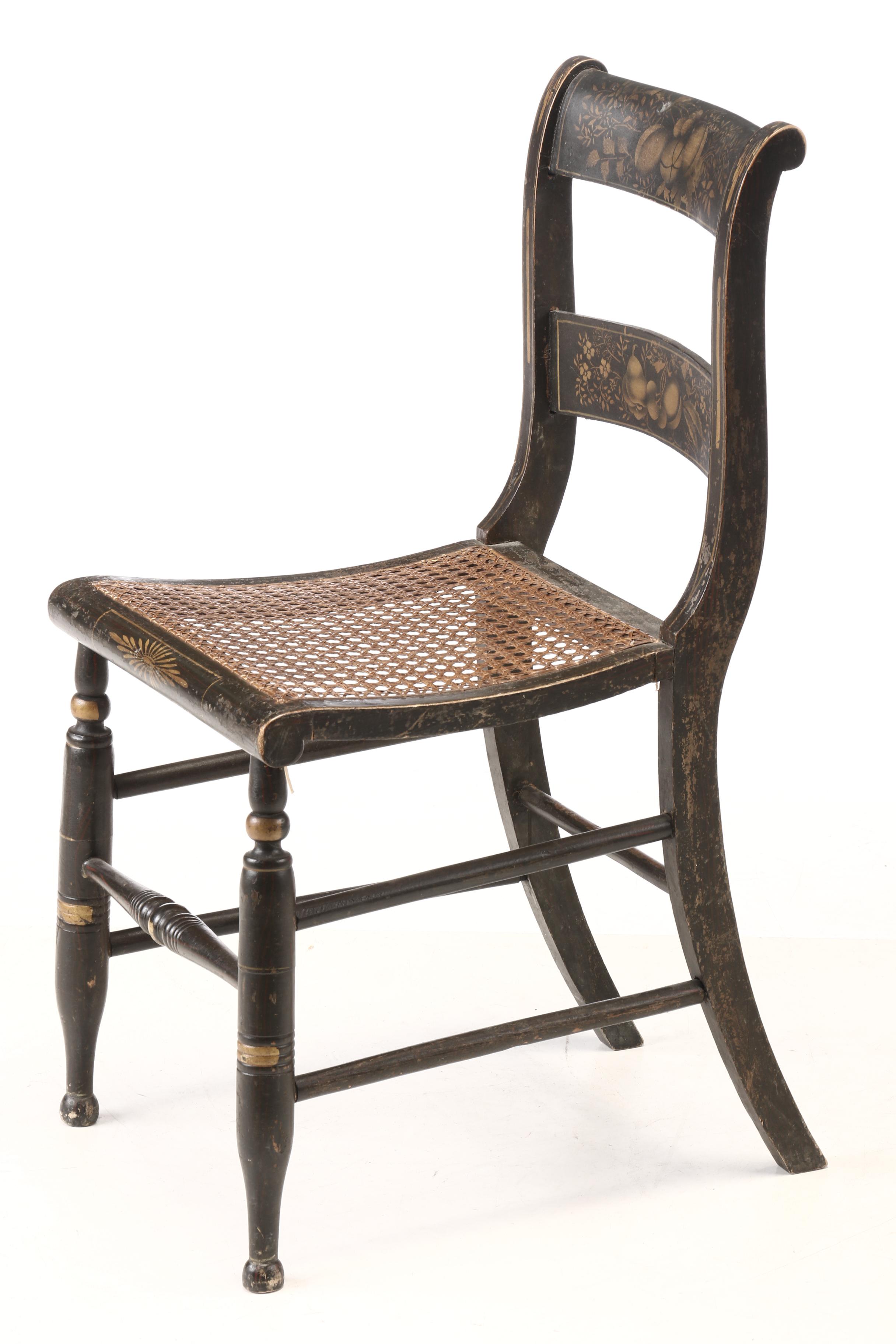 Four Late Federal Grain-Painted and Gilt-Stenciled Fancy Side Chairs ...