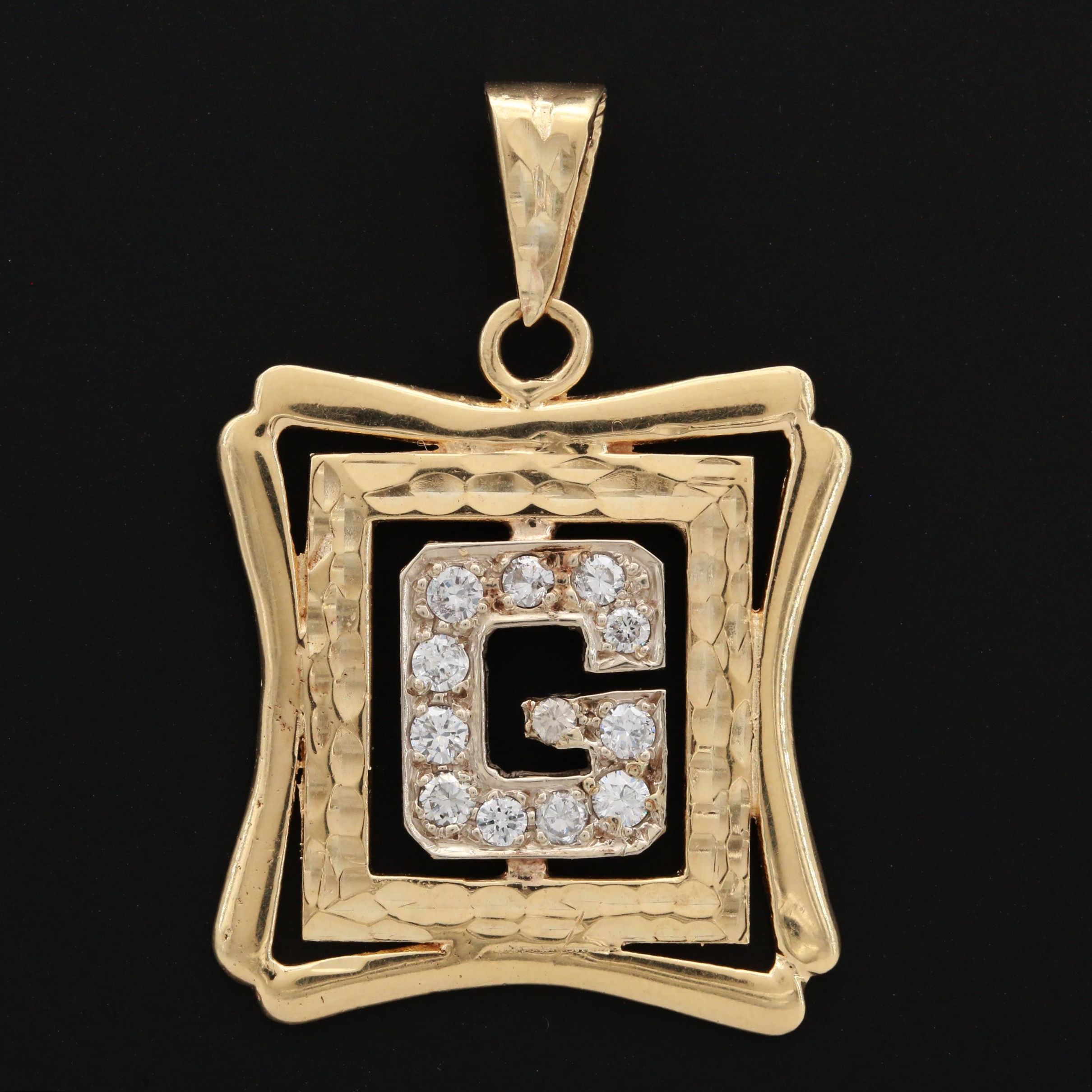 14K Yellow Gold Diamond "G" Pendant | EBTH