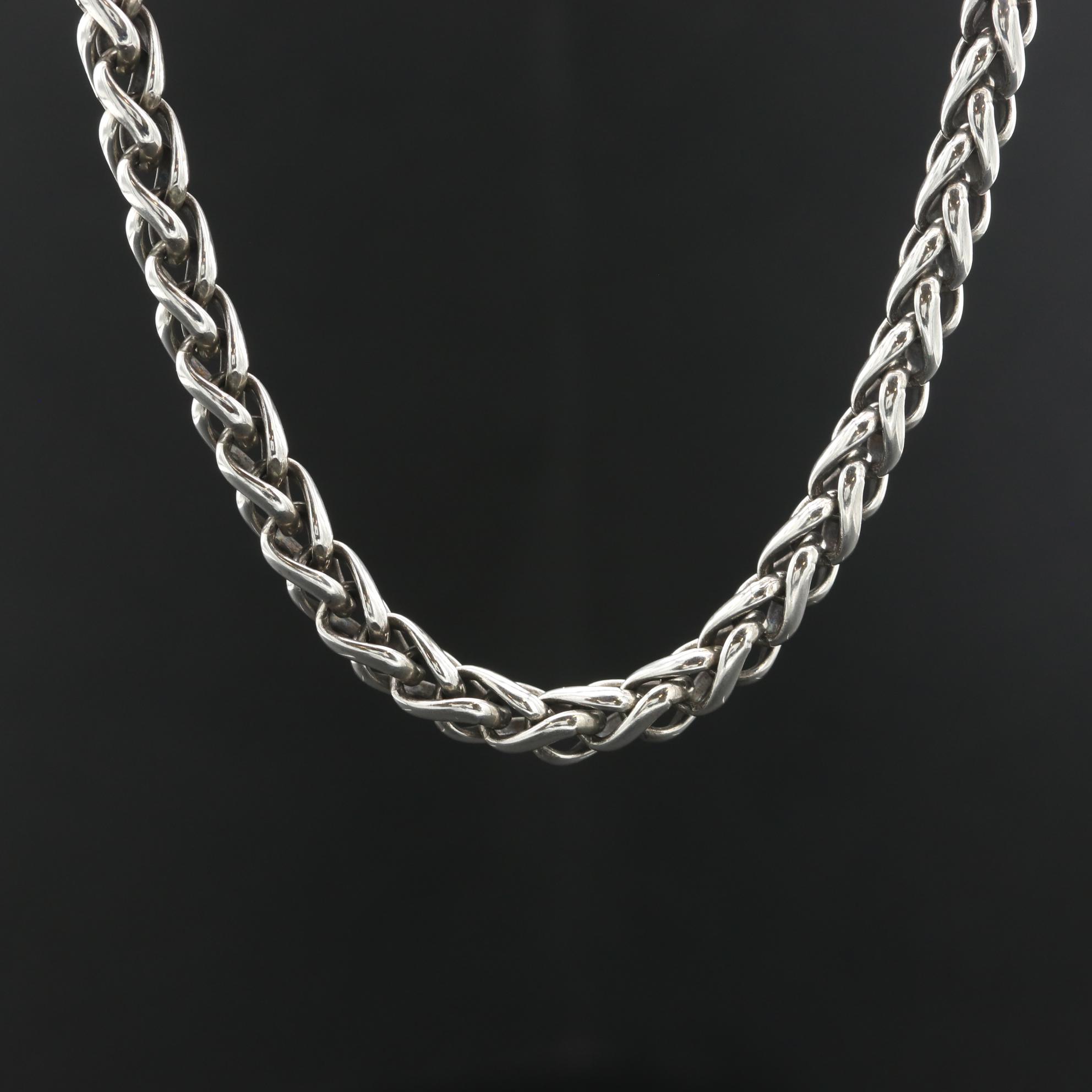 David Yurman Sterling Wheat Chain Necklace with 14K Yellow Gold Accents ...