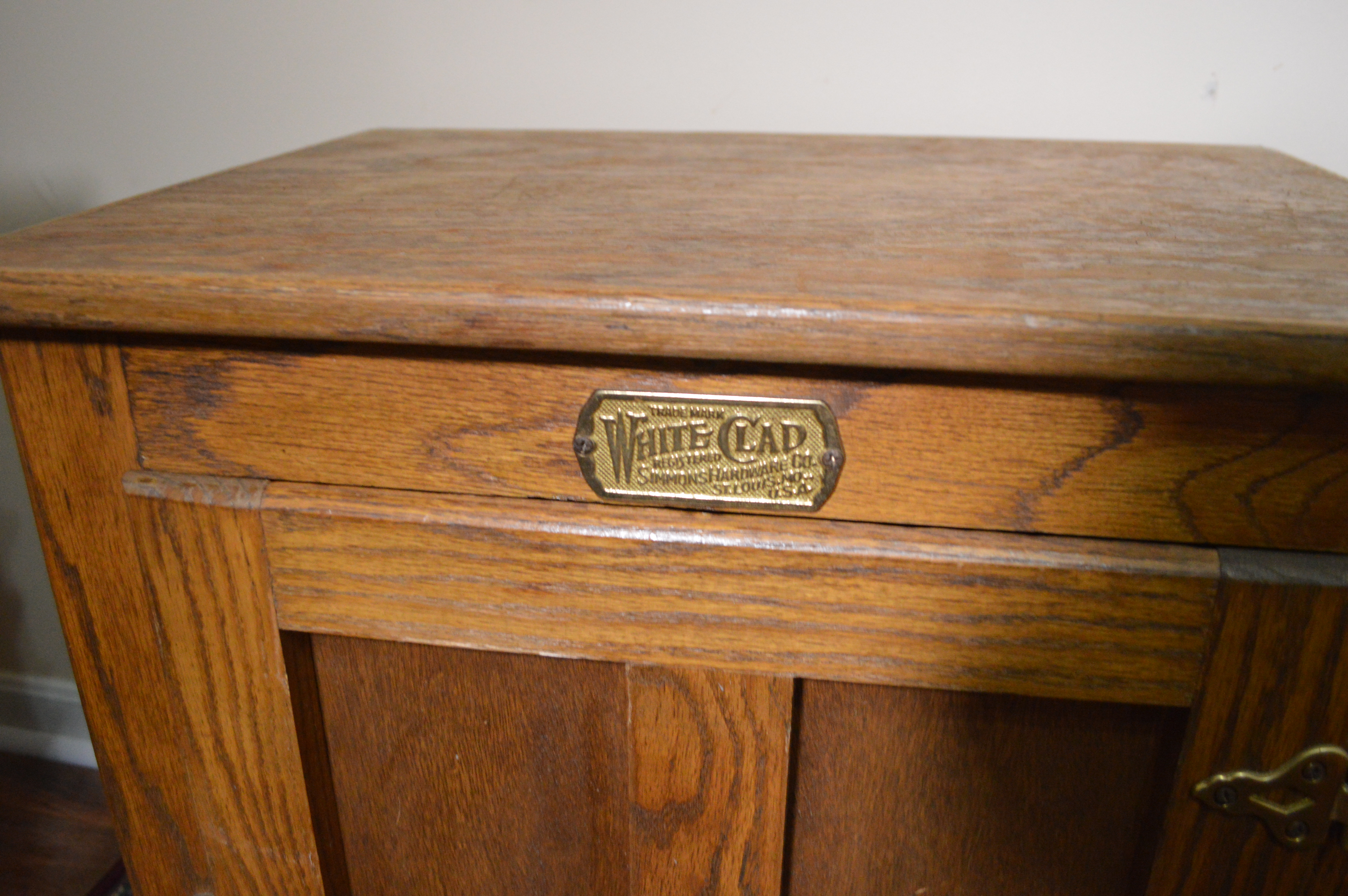 Reproduction White Clad Oak Ice Box Cabinet, Vintage | Everything But ...