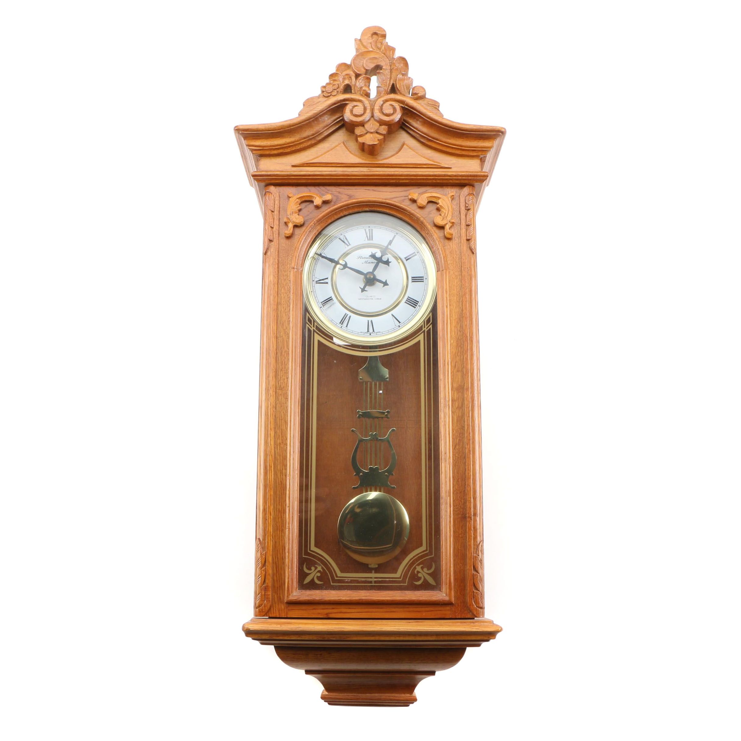 Strausbourg Manor Oak Wall Clock with Westminster Chime | EBTH