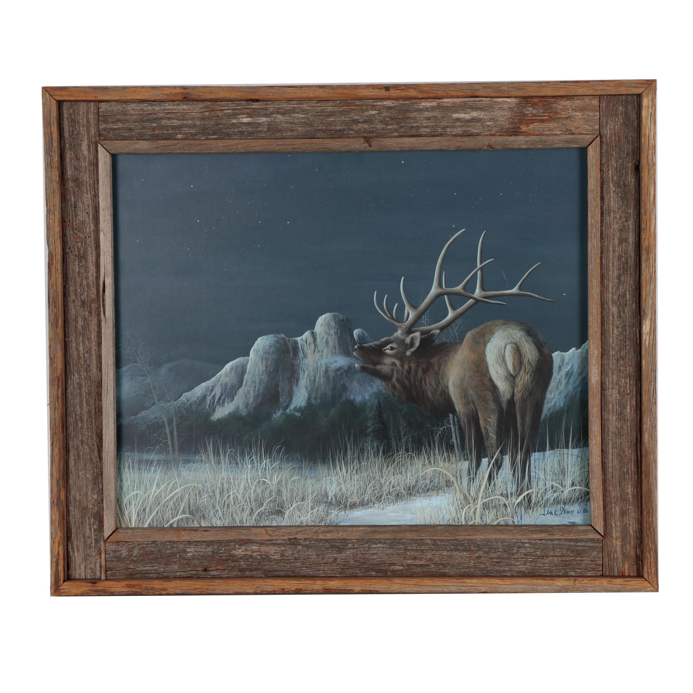 Jack Davis Oil Painting of Reindeer, 1986 | EBTH