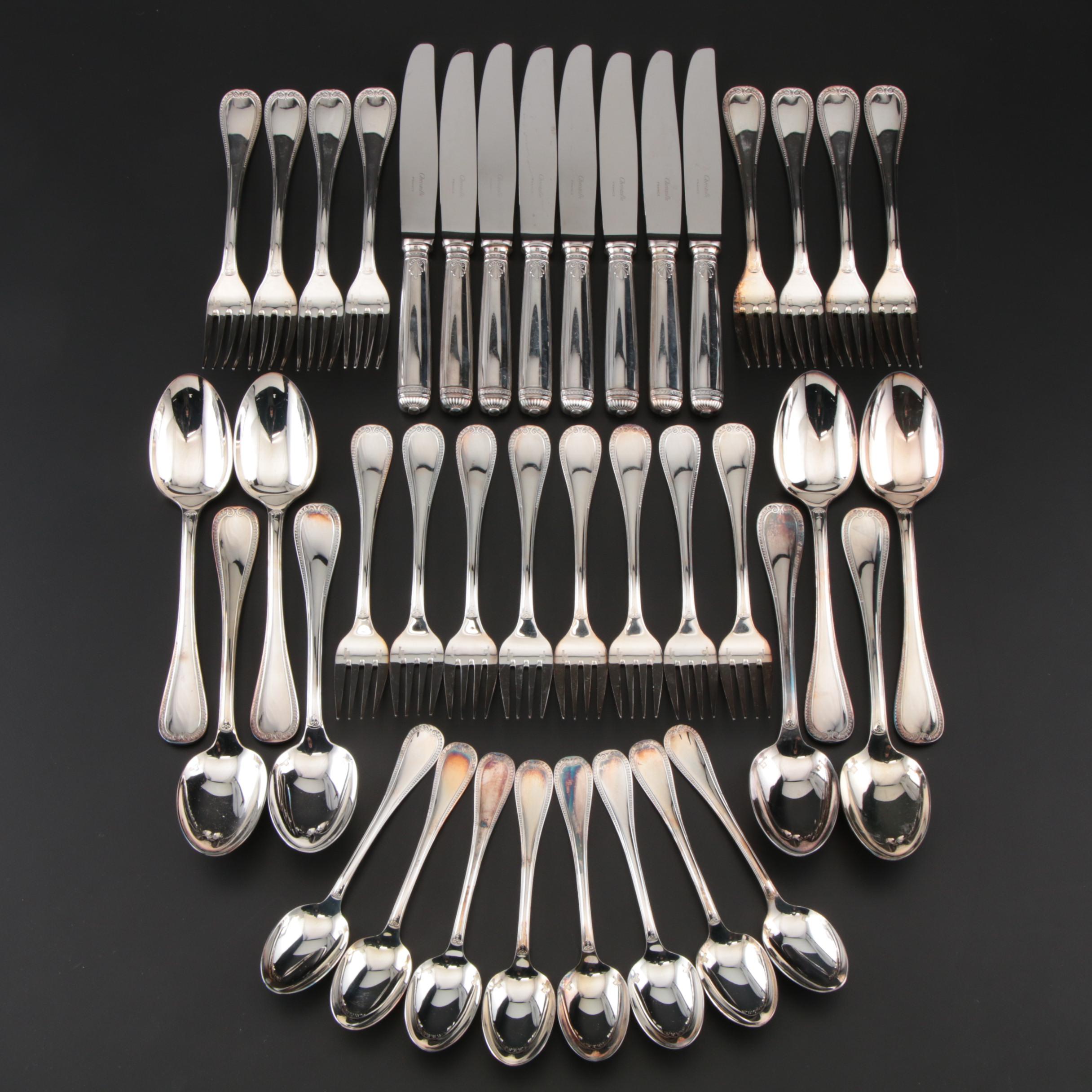 Christofle "Malmaison" Silver Plate Flatware Service for Eight | EBTH