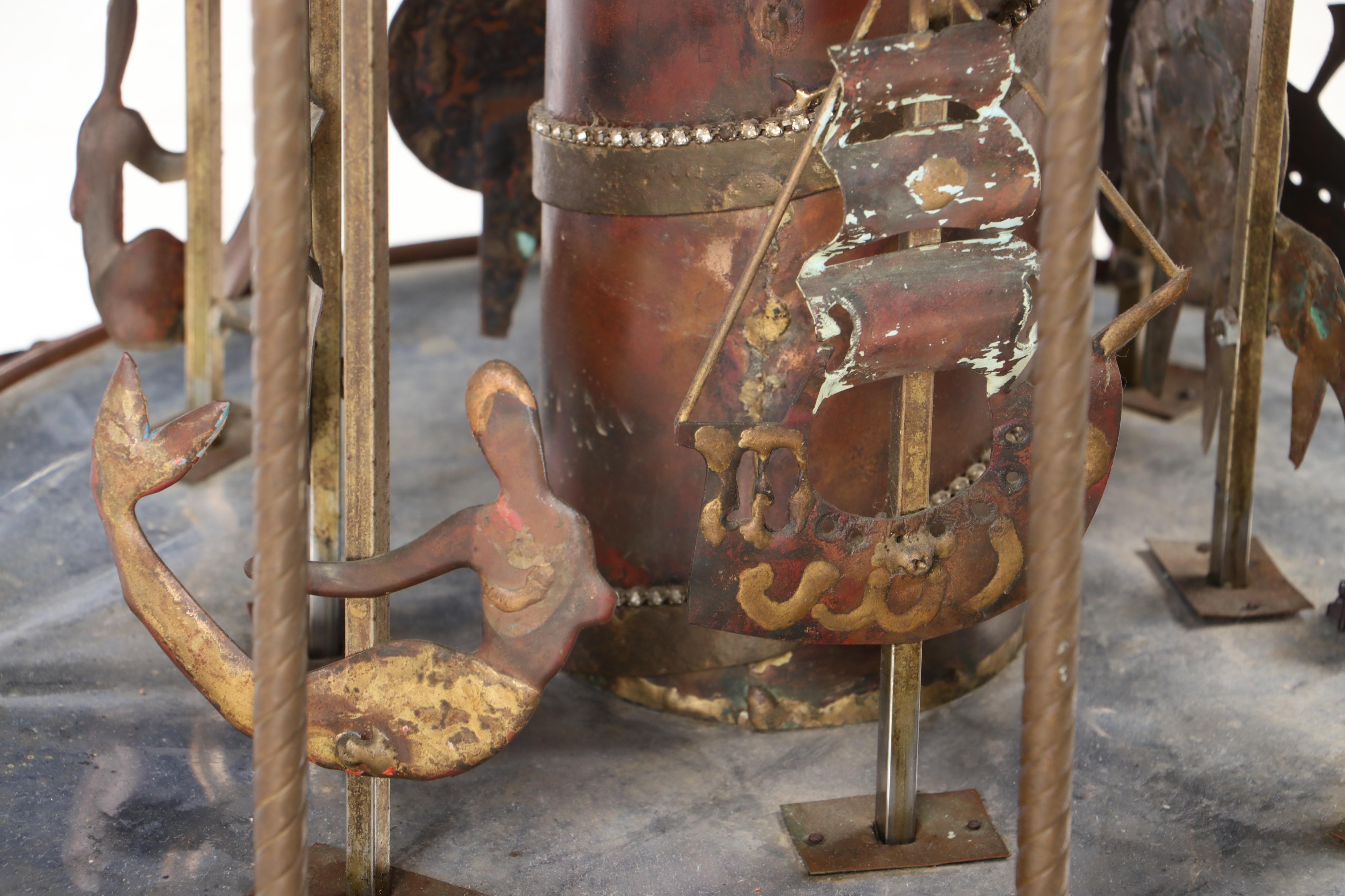 Artisan Hand Built Illuminated & Rotating Metal Carousel, Circa 1960 | EBTH