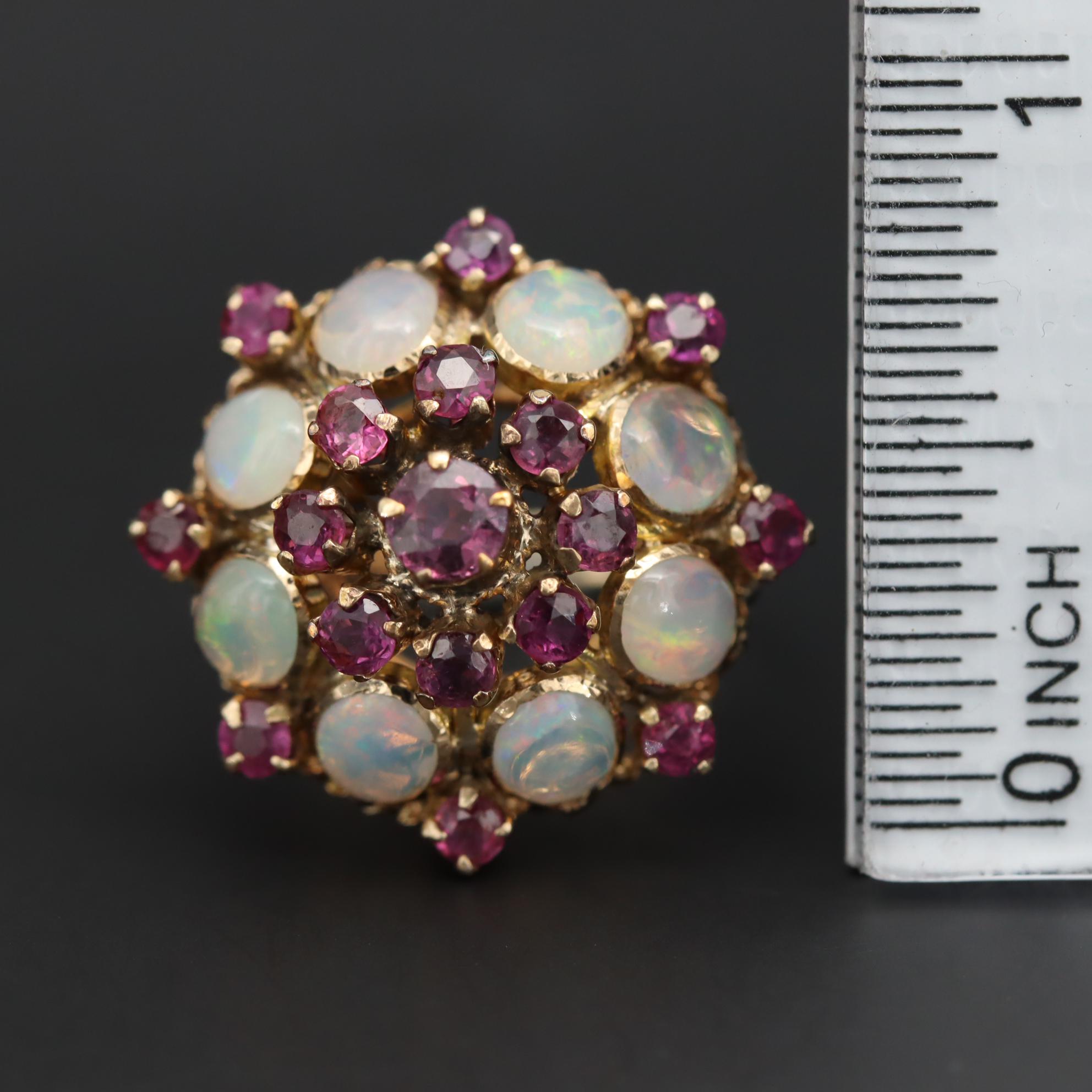 10K Yellow Gold Ruby and Opal Ring | EBTH