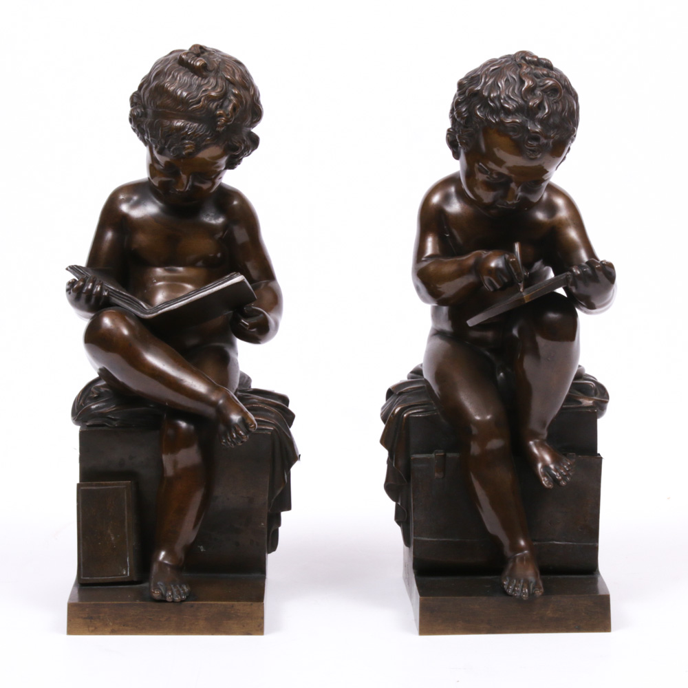 Cast Bronze Bookends After Charles Lemire, Early 20th Century ...