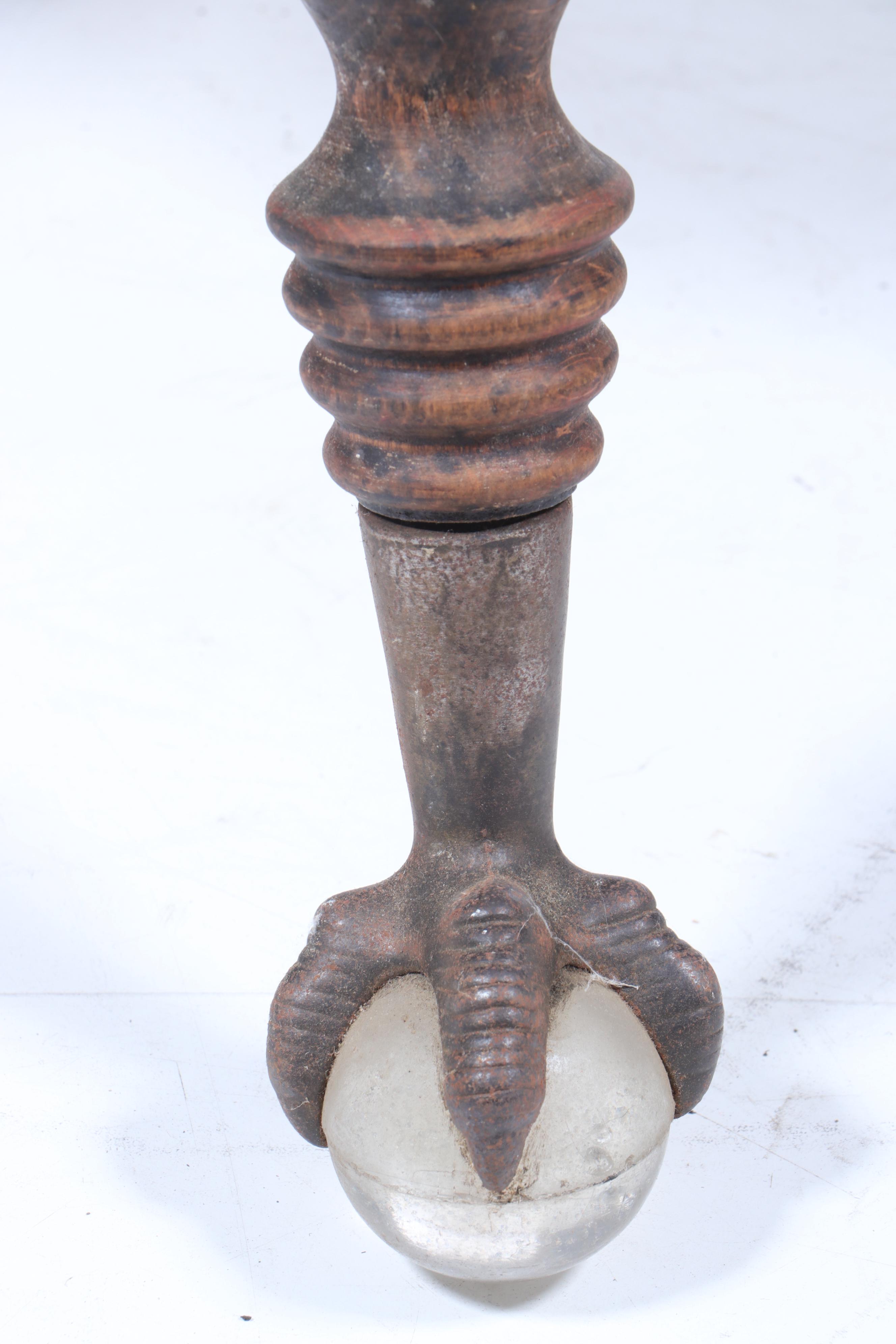 Late Victorian Birch Table with Glass Ball Claw Feet, Late 19th Century ...