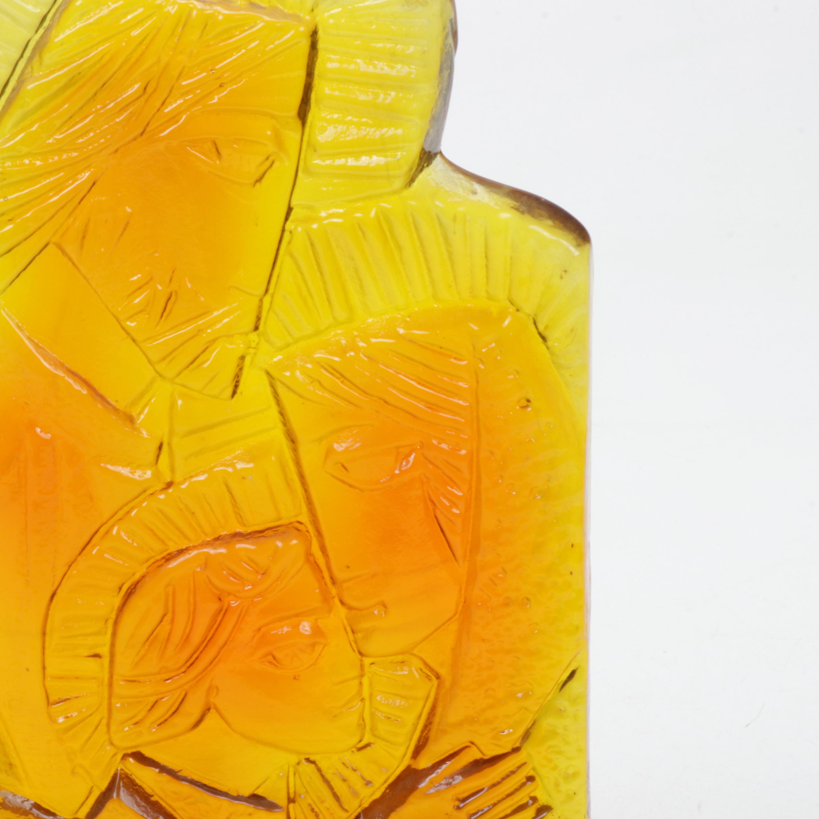 Blenko Mid Century Modern Holy Family Amber Glass Sculpture, Vintage | EBTH