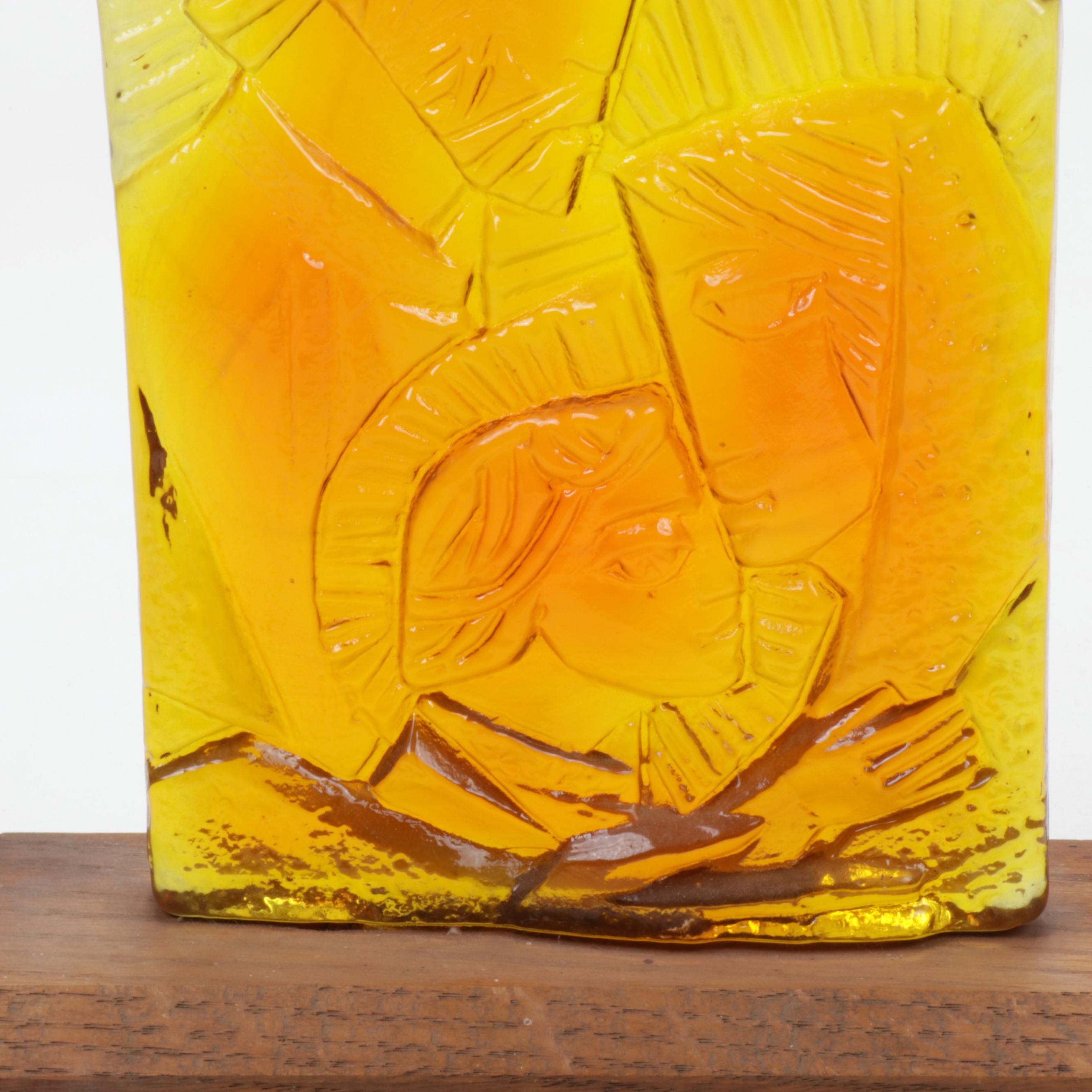 Blenko Mid Century Modern Holy Family Amber Glass Sculpture, Vintage | EBTH