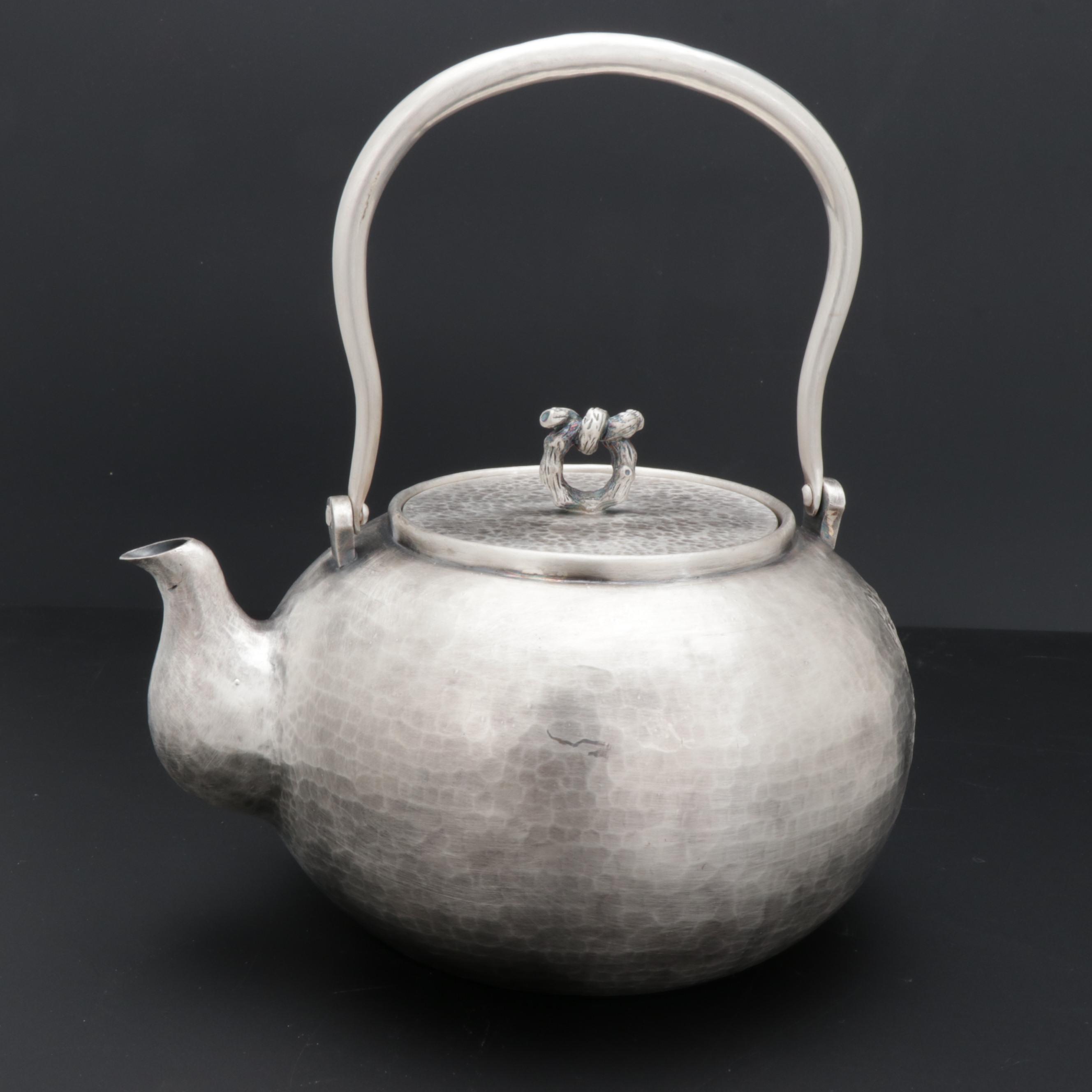 Konoike Silversmiths Fine Silver Repoussé Tiger Teapot, Meiji Period ...