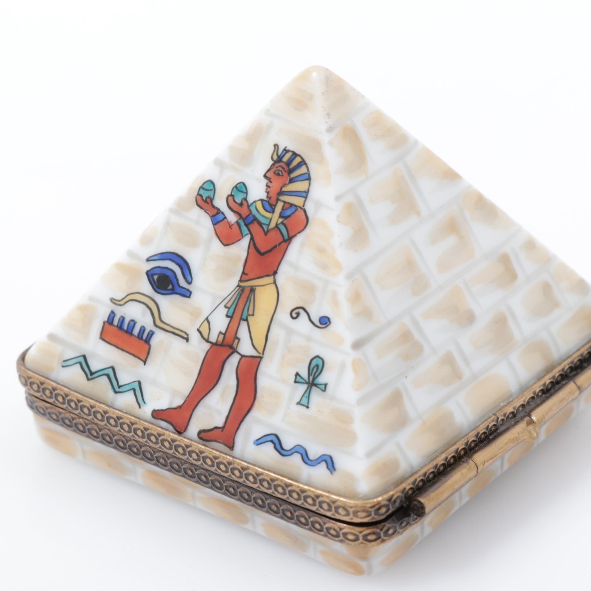 Signed and Numbered Hand-Painted Porcelain Egyptian Pyramid Limoges ...