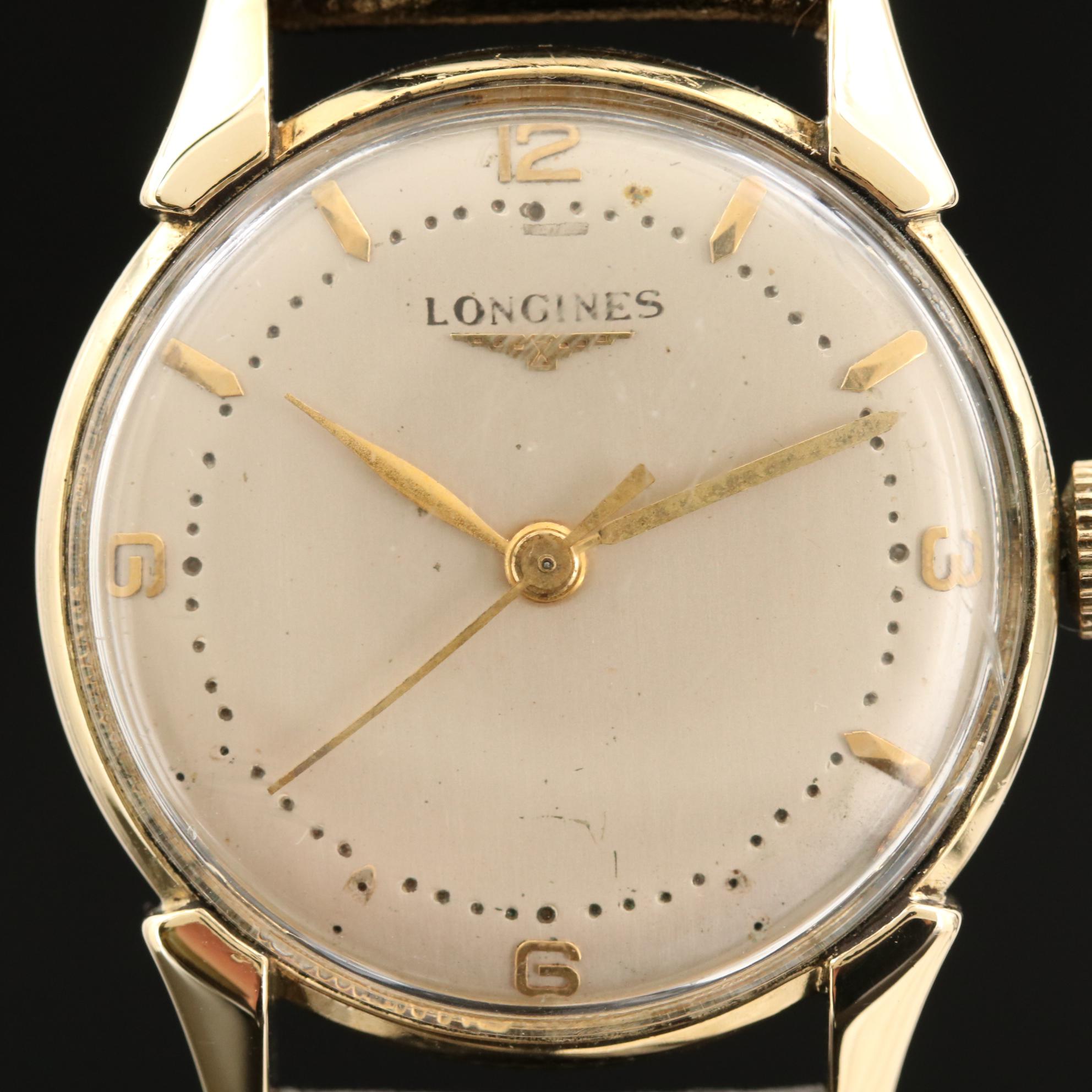 Longines 14K Gold Fancy Lug Stem Wind Dress Watch, Vintage | EBTH