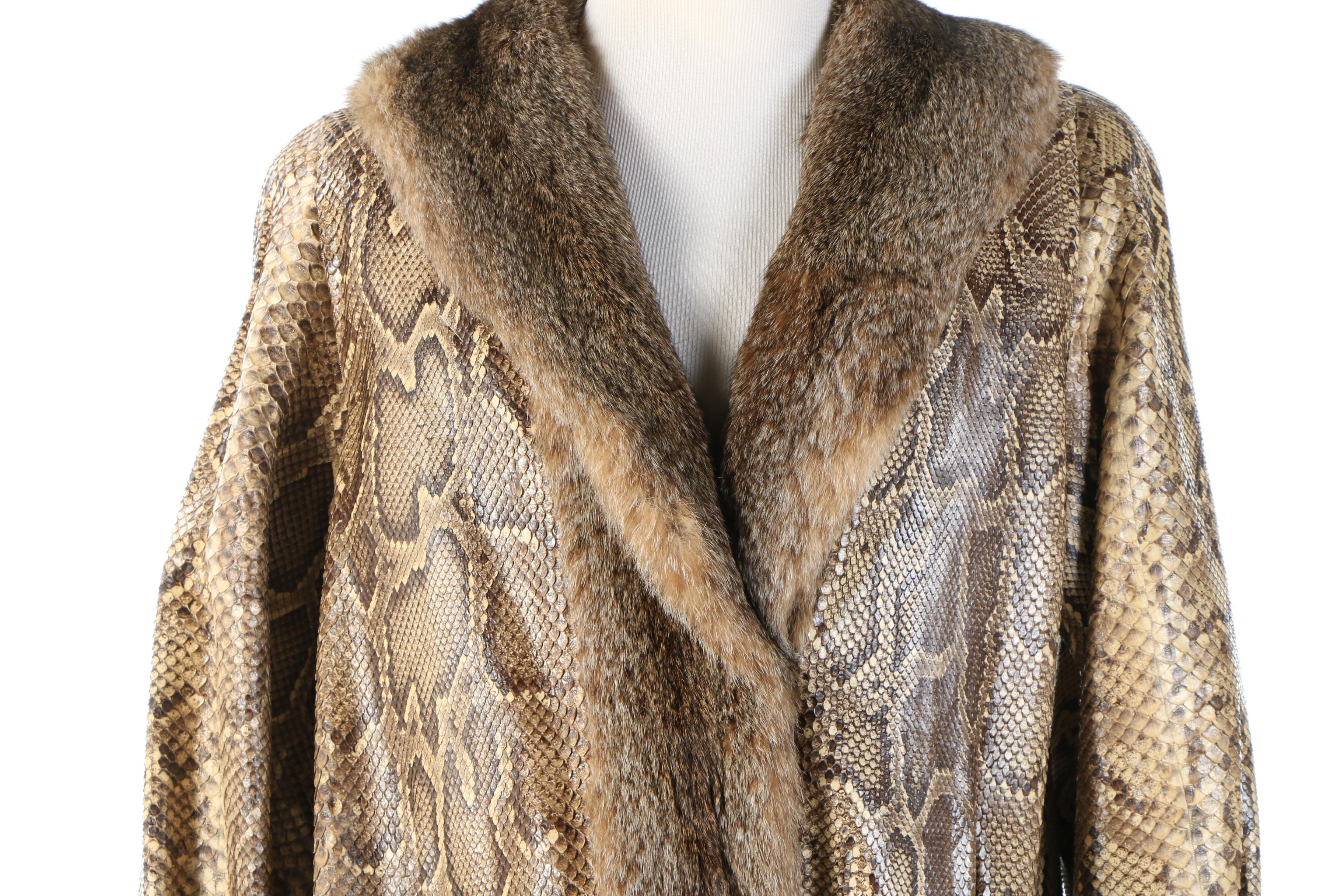 Python Skin Jacket with Rabbit Fur Trim, 1970s Vintage | Everything But ...