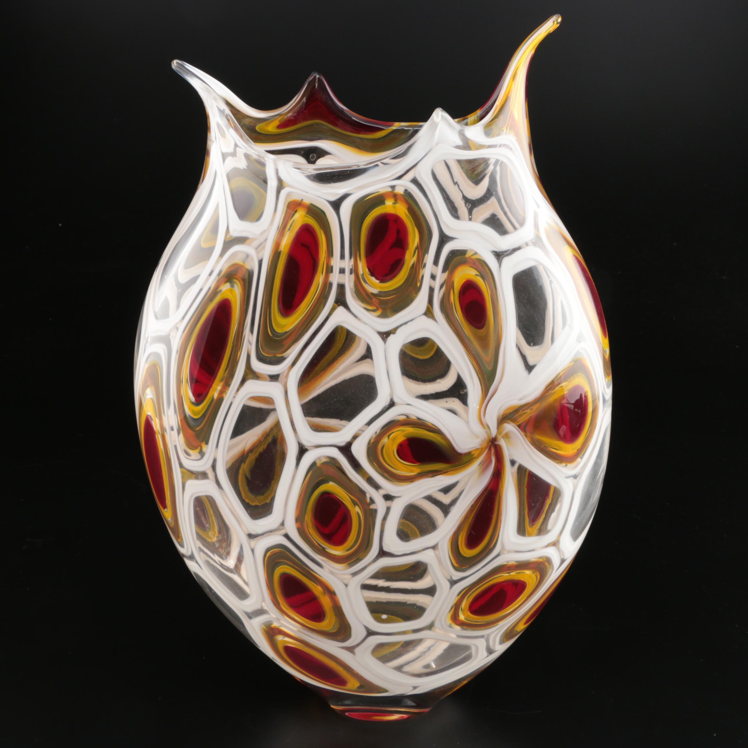 David Patchen Cellular "Foglio" Handblown Art Glass Vase | EBTH