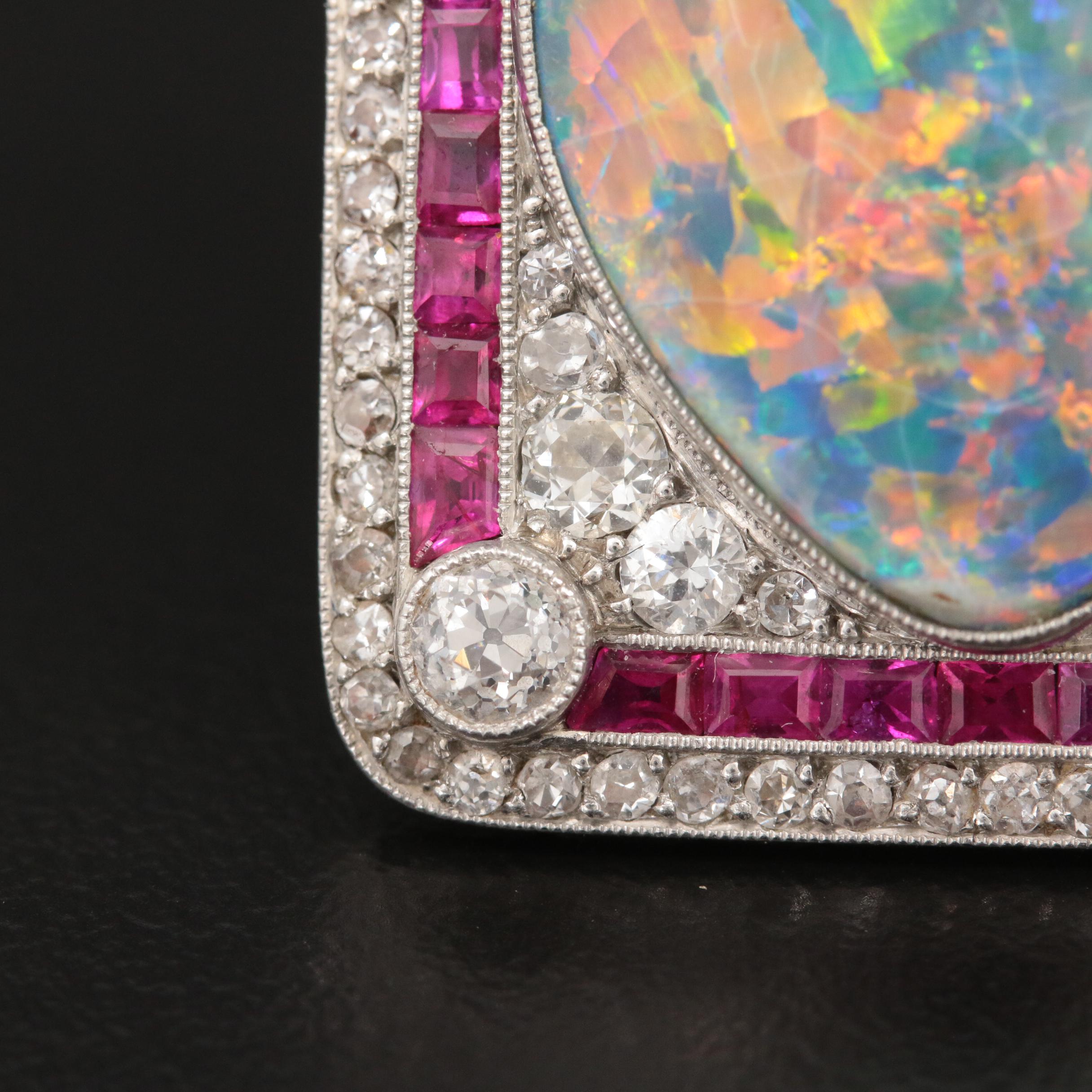 Art Deco Platinum Semi-Black Opal, Ruby and 1.55 CTW Diamond Ring | EBTH