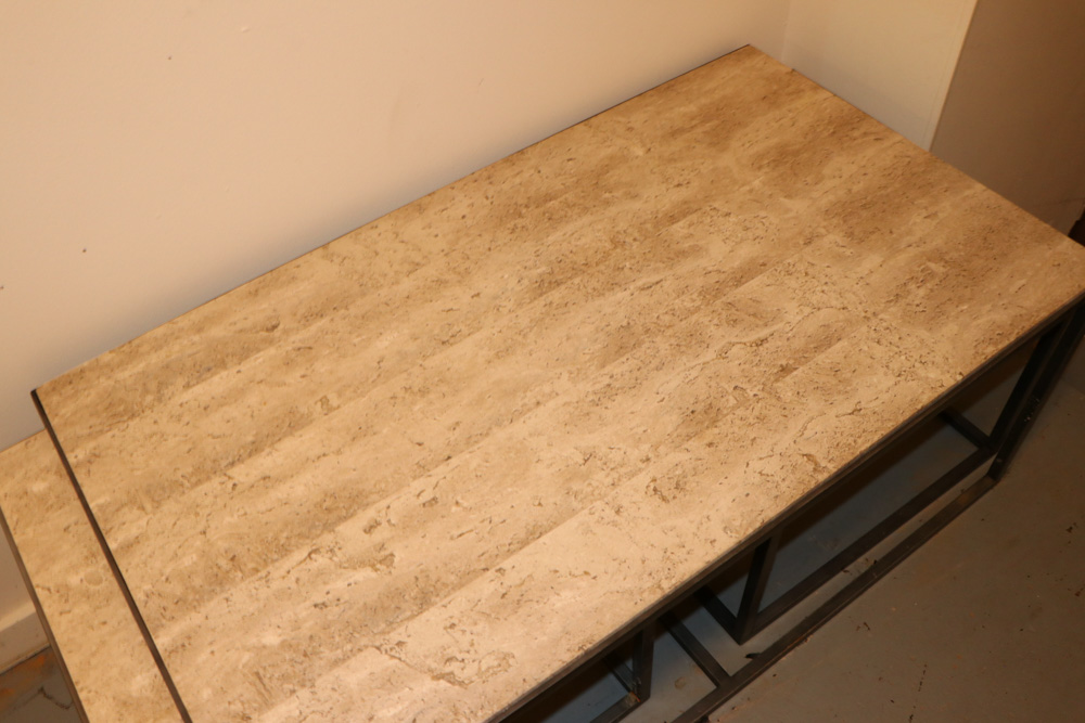 Metal and Stone Top Coffee Table with Two Side Tables | EBTH