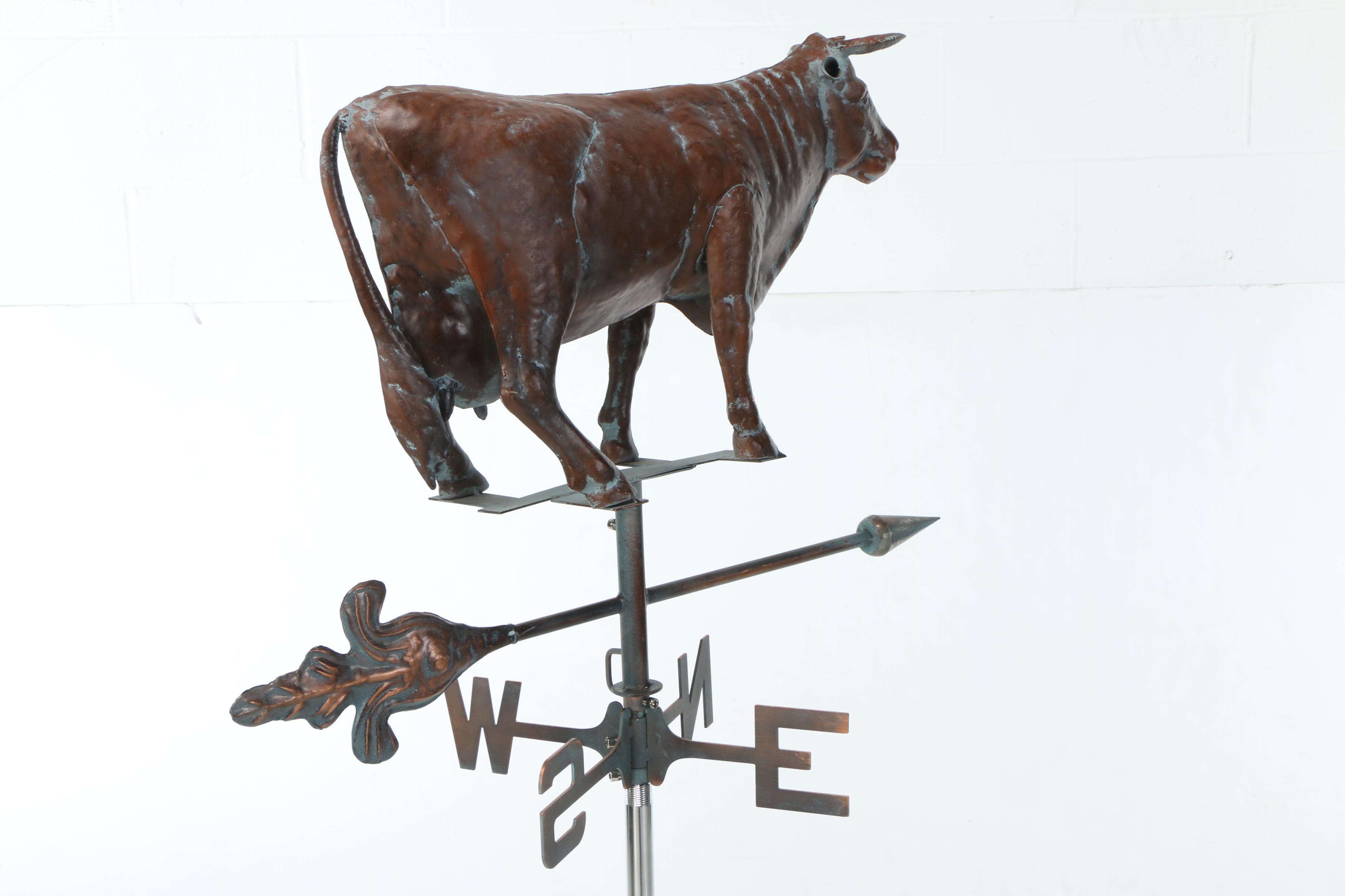 Patinated Copper Cow Weather Vane | EBTH
