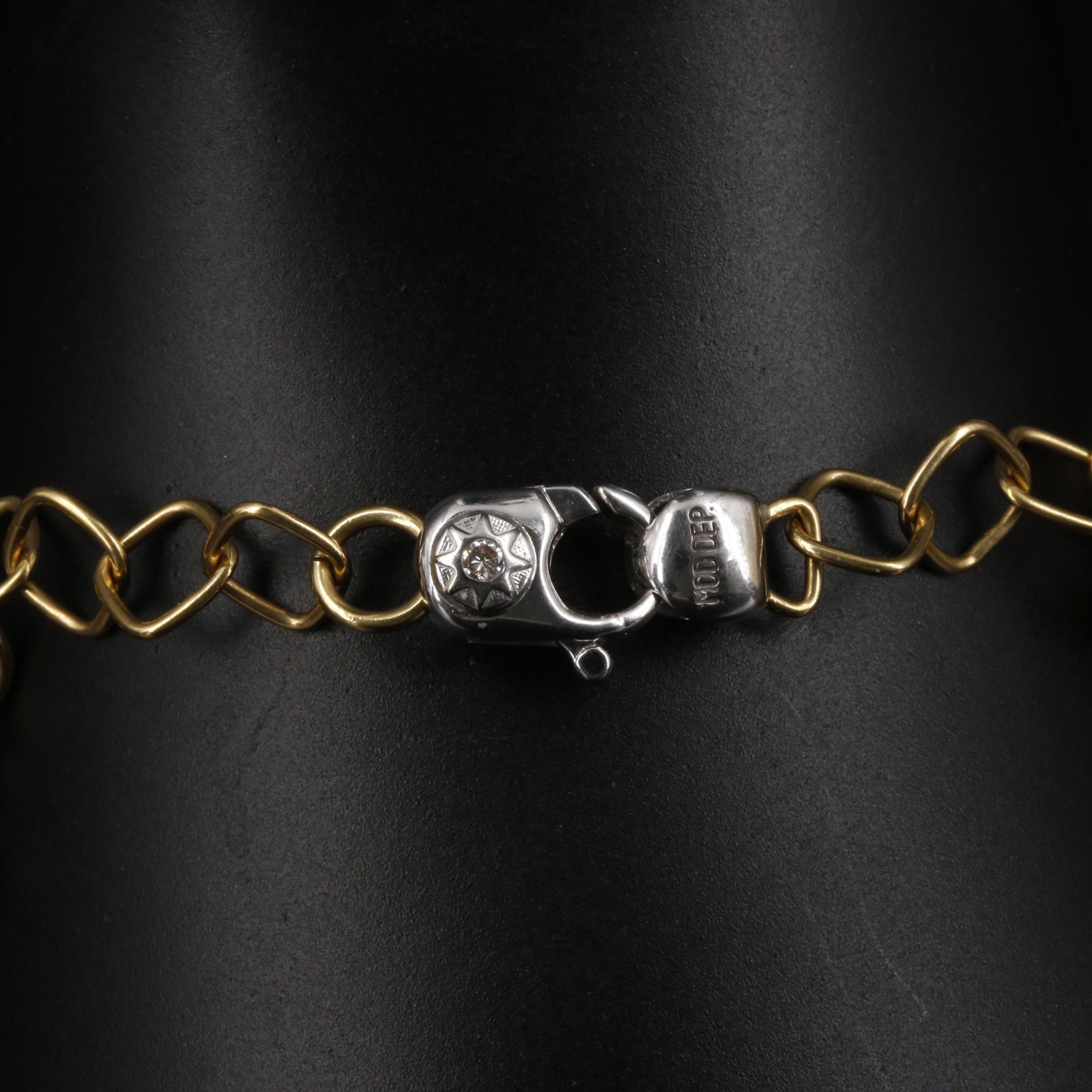 Chimento 18K Gold Diamond Charm Bracelet Featuring Elephant, Heart and ...