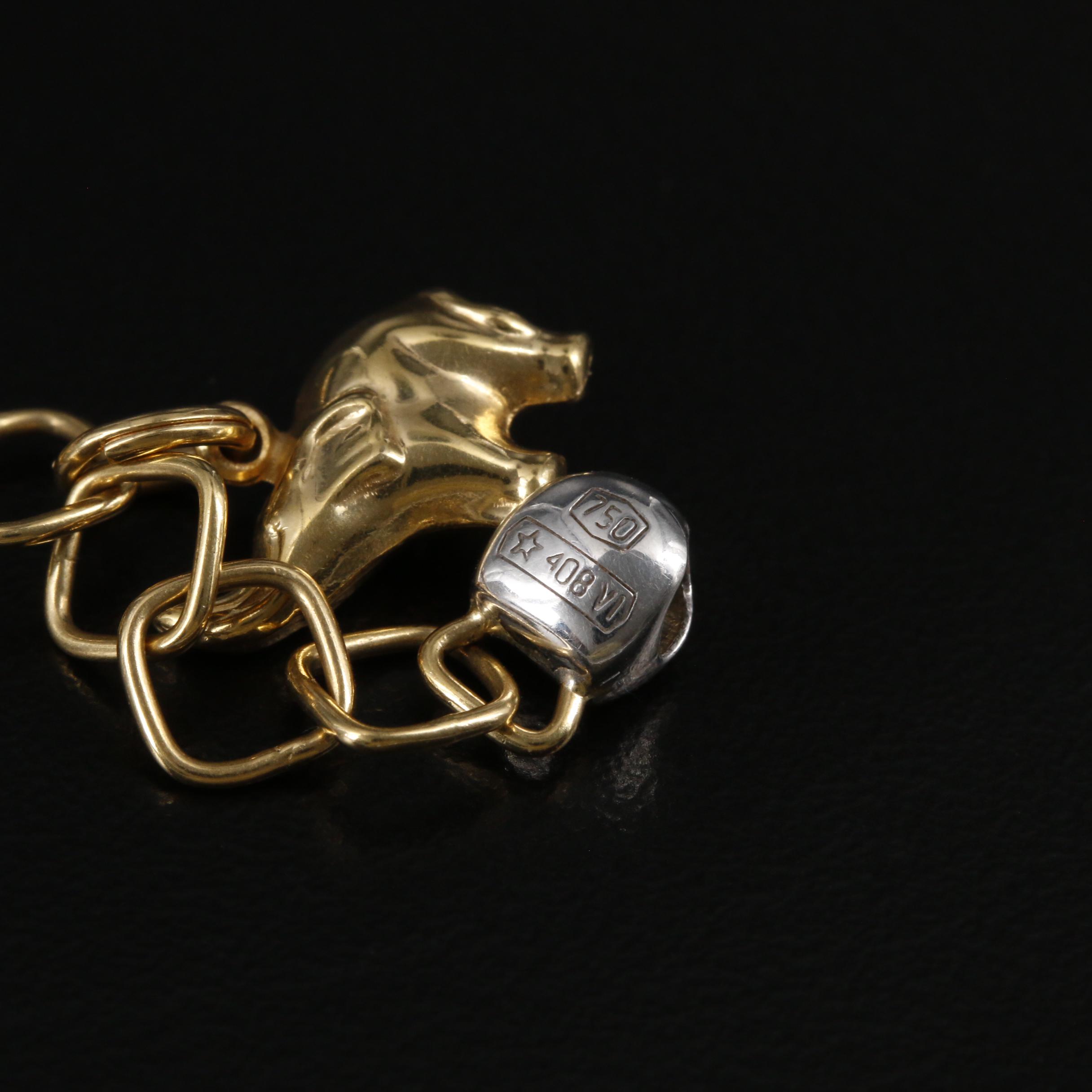 Chimento 18K Gold Diamond Charm Bracelet Featuring Elephant, Heart and ...