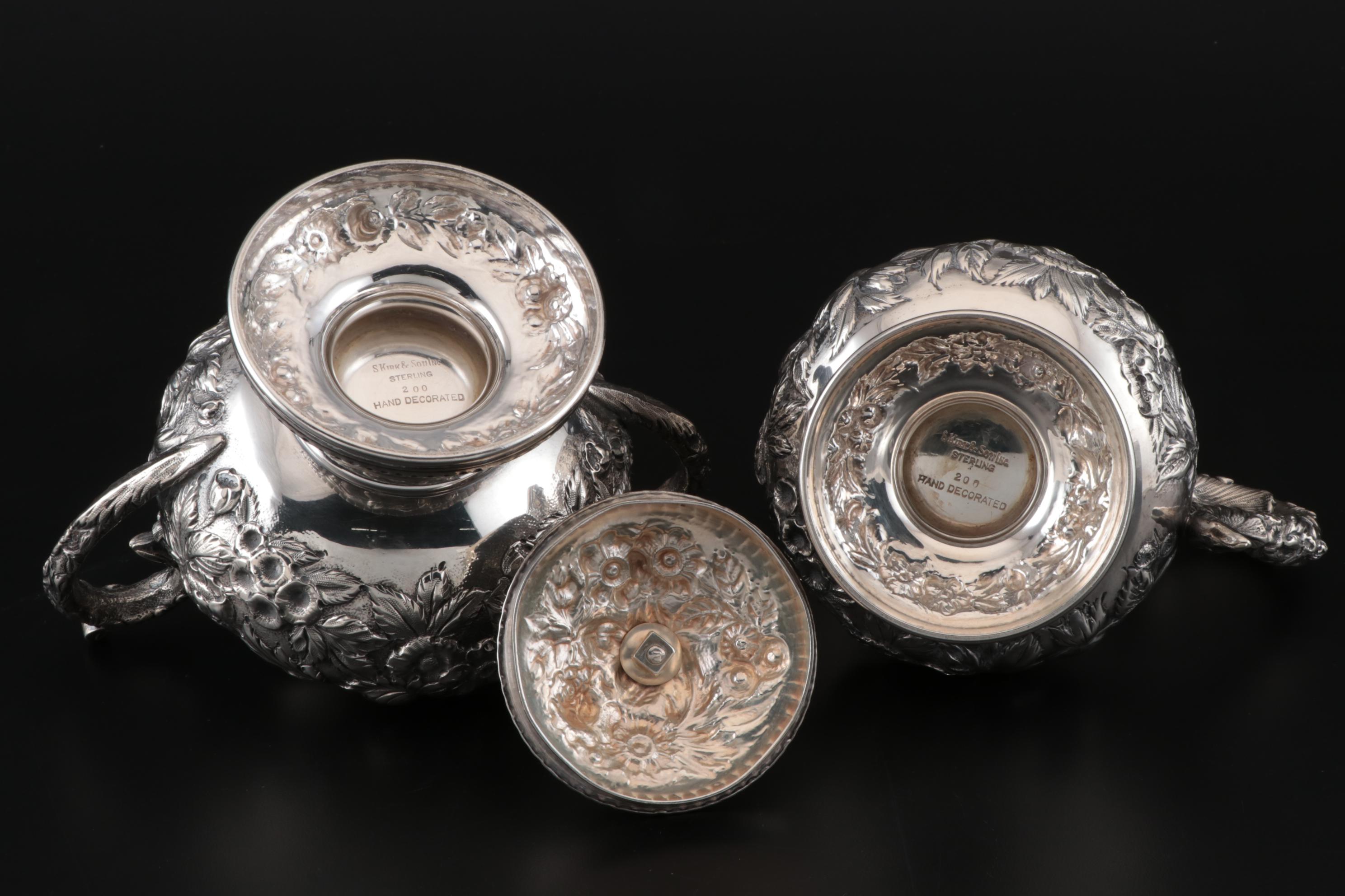 S. Kirk & Son "Repoussé" Hand-Chased Sterling Silver Four-Piece Tea Set ...