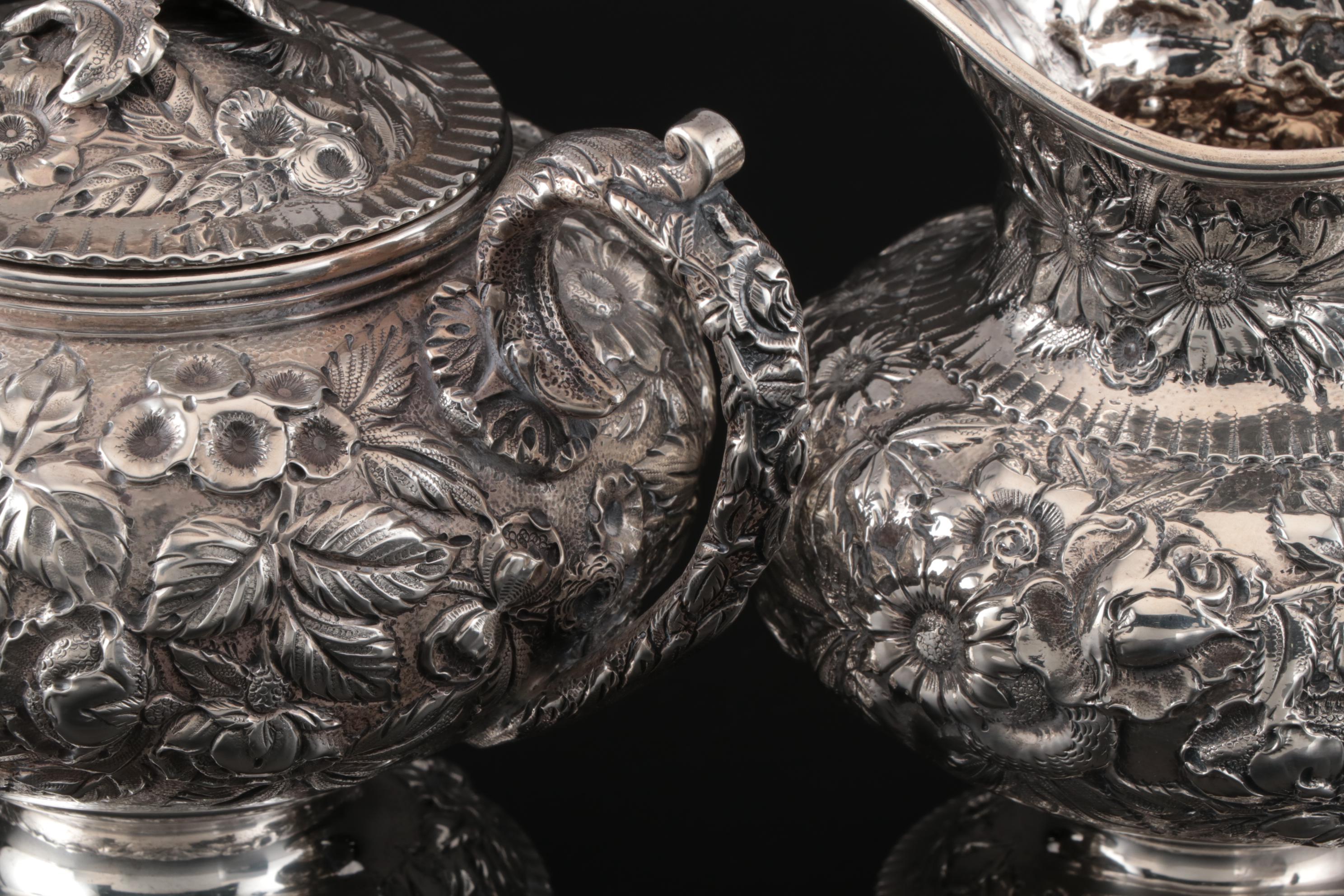 S. Kirk & Son "Repoussé" Hand-Chased Sterling Silver Four-Piece Tea Set | Everything But The House